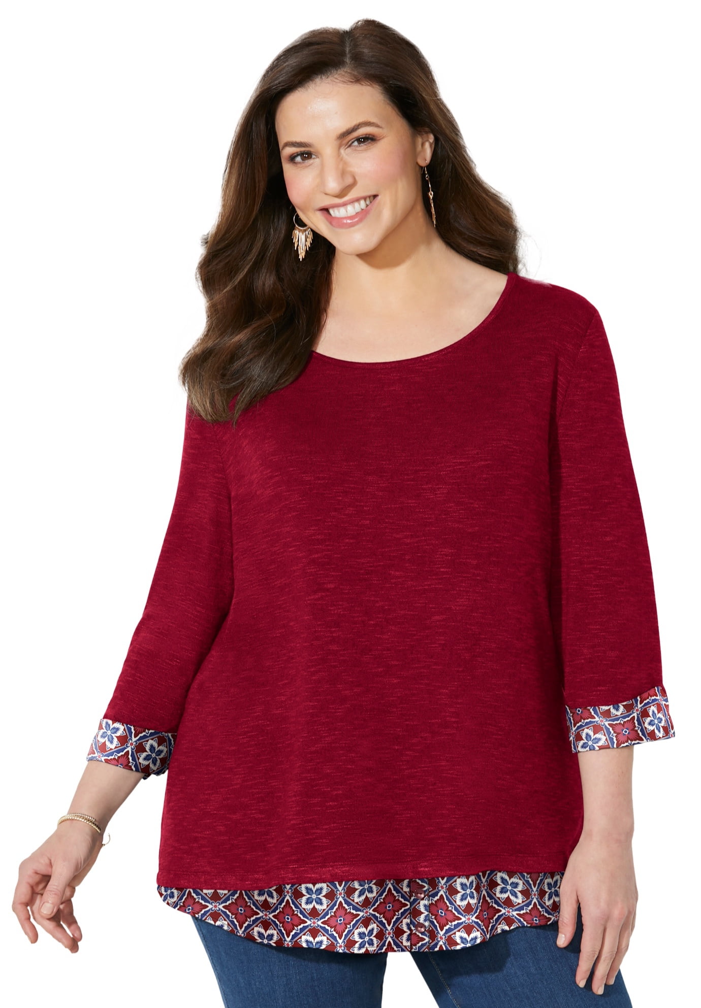 Catherines Women's Plus Size Impossibly Soft Duet Tunic - Walmart.com