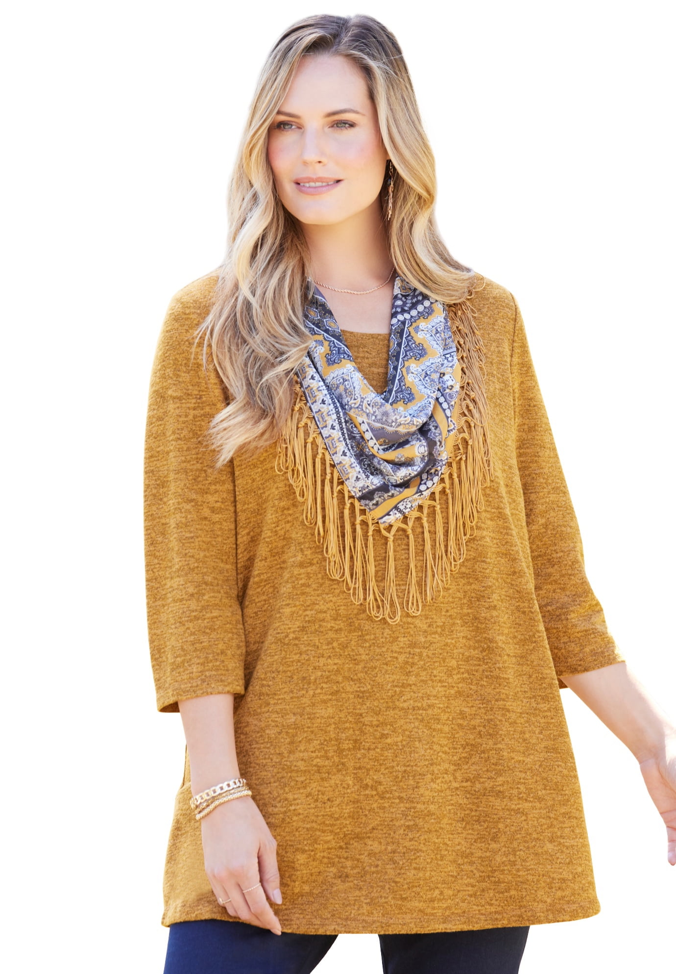 Catherines Women's Plus Size Impossibly Soft Tunic & Scarf Duet ...