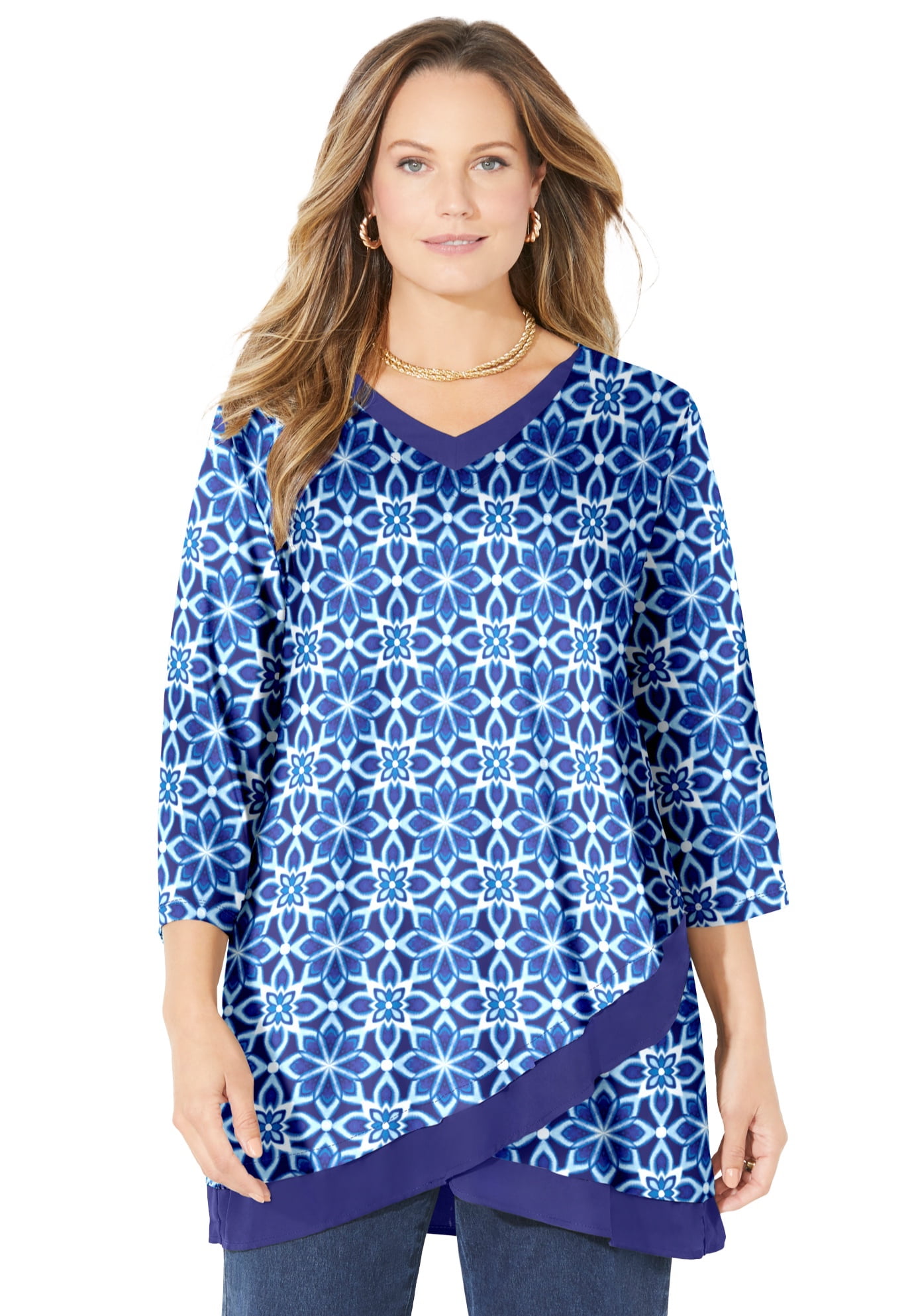 Catherines Women's Plus Size Layered Hem Top - Walmart.com
