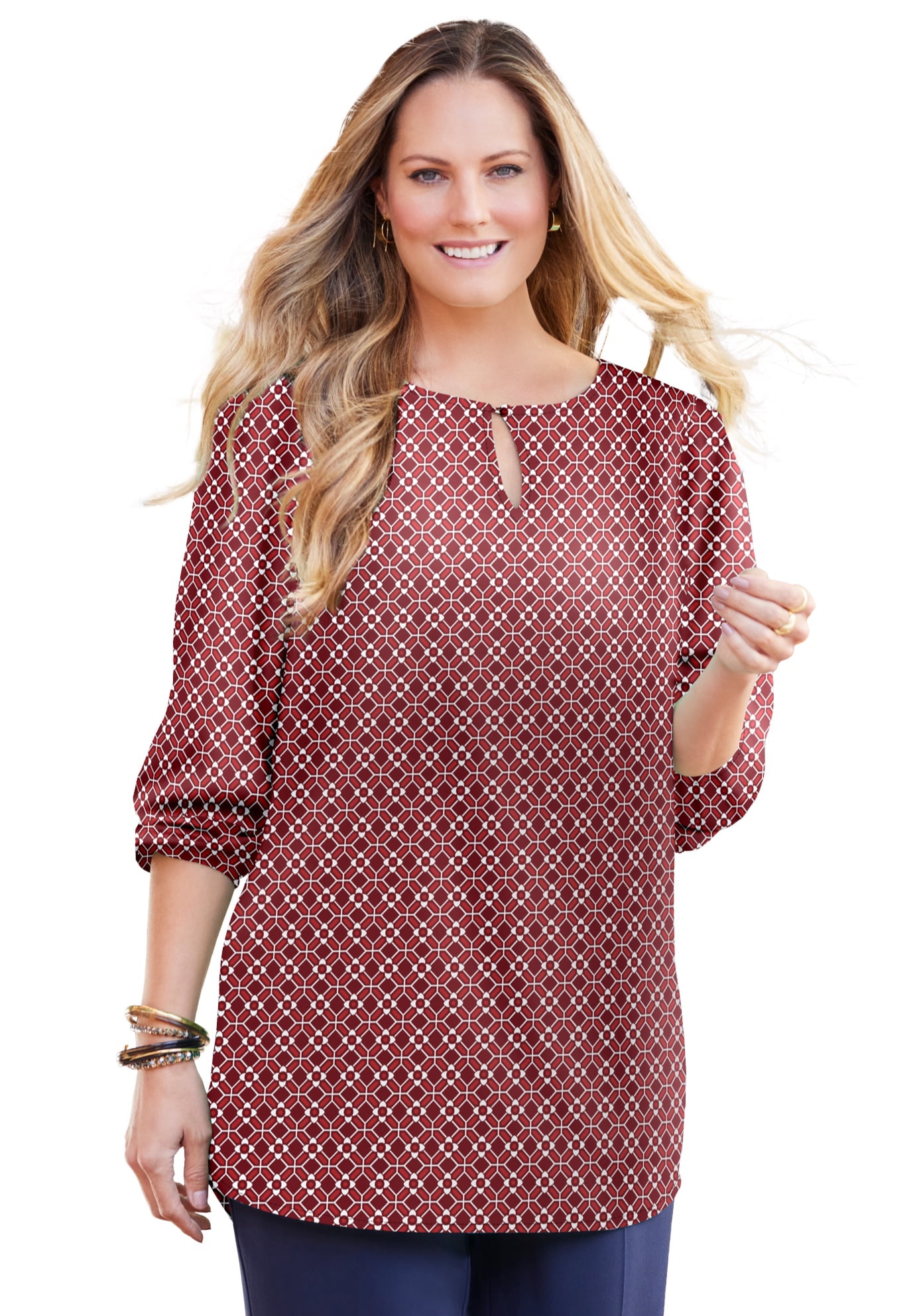 Catherines Women's Plus Size Liz&Me Keyhole Top - Walmart.com