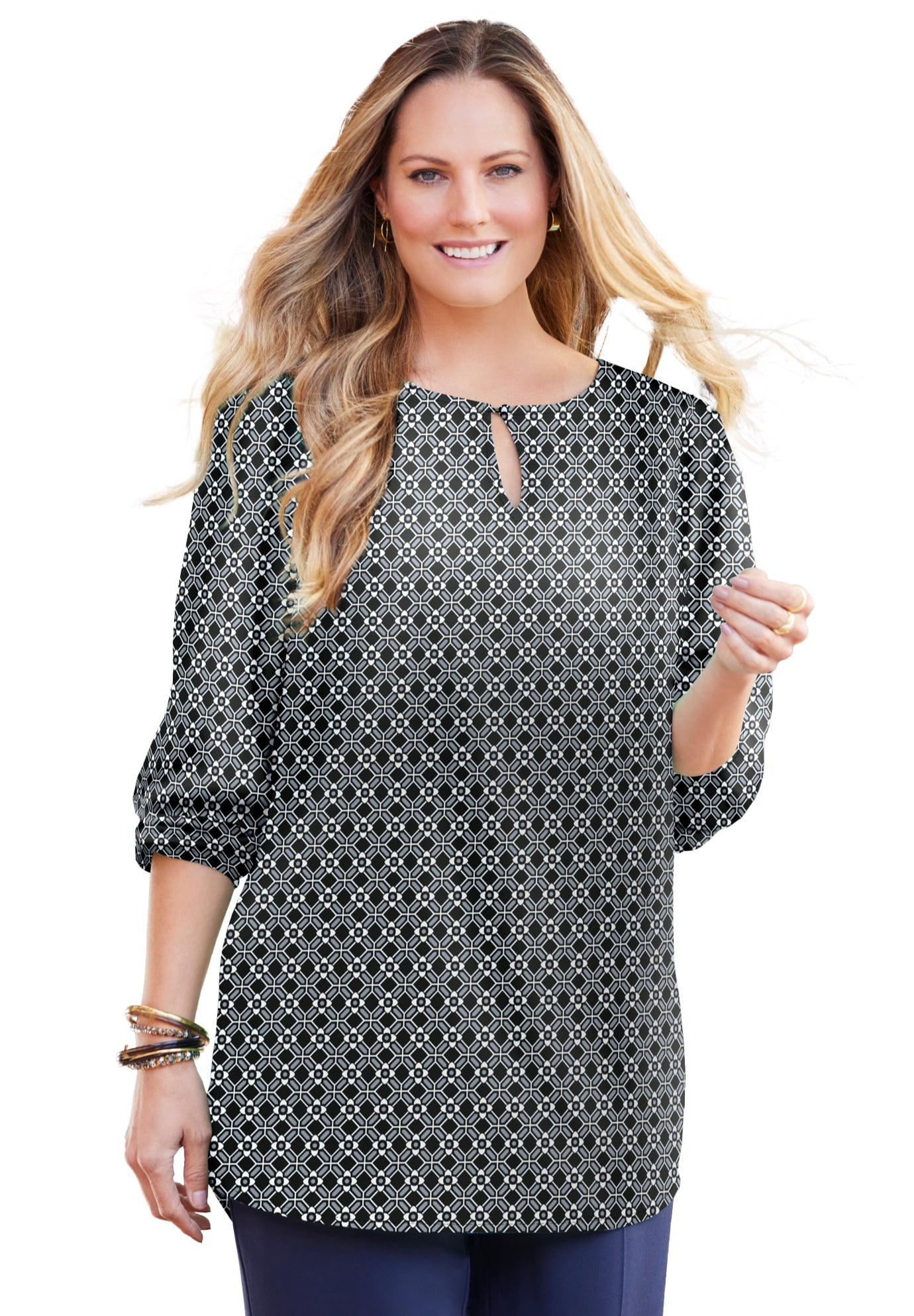 Catherines Women's Plus Size Liz&Me Keyhole Top - Walmart.com