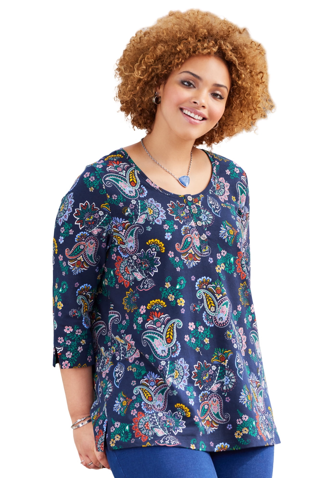 Catherines Women's Plus Size Liz&Me Knit Henley Top - Walmart.com