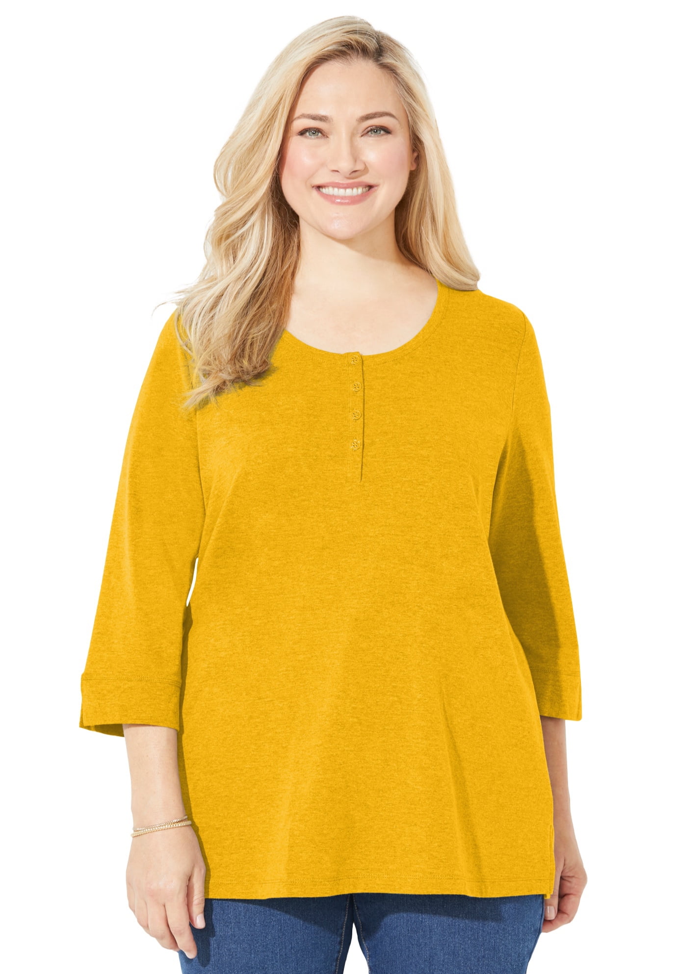 Catherines Women's Plus Size Liz&Me Knit Henley Top - Walmart.com