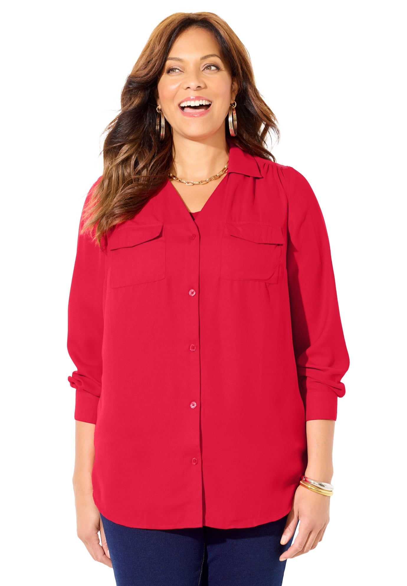 Catherines Women's Plus Size Modern Camp Shirt - Walmart.com