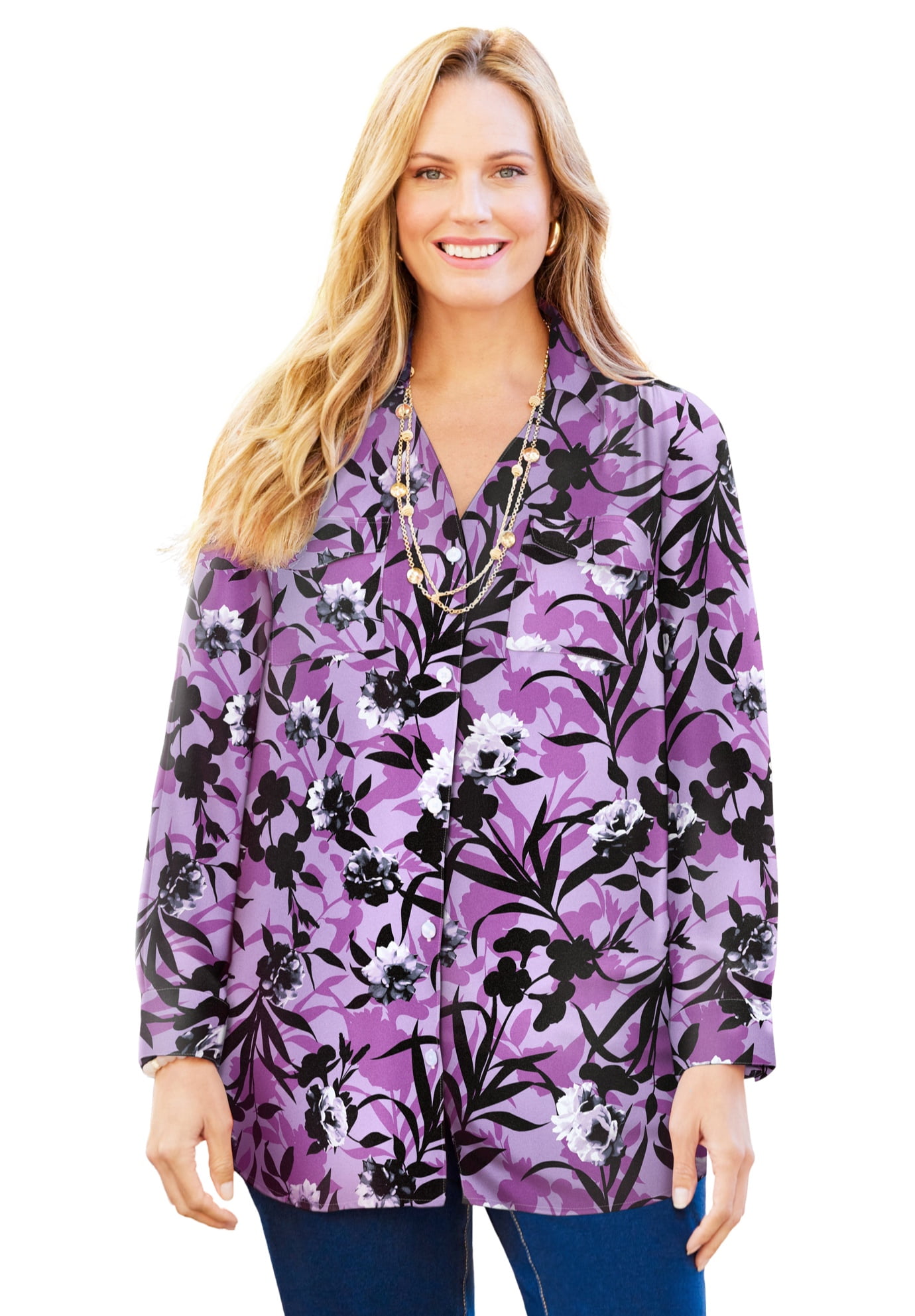 Catherines Women's Plus Size Modern Camp Shirt - Walmart.com