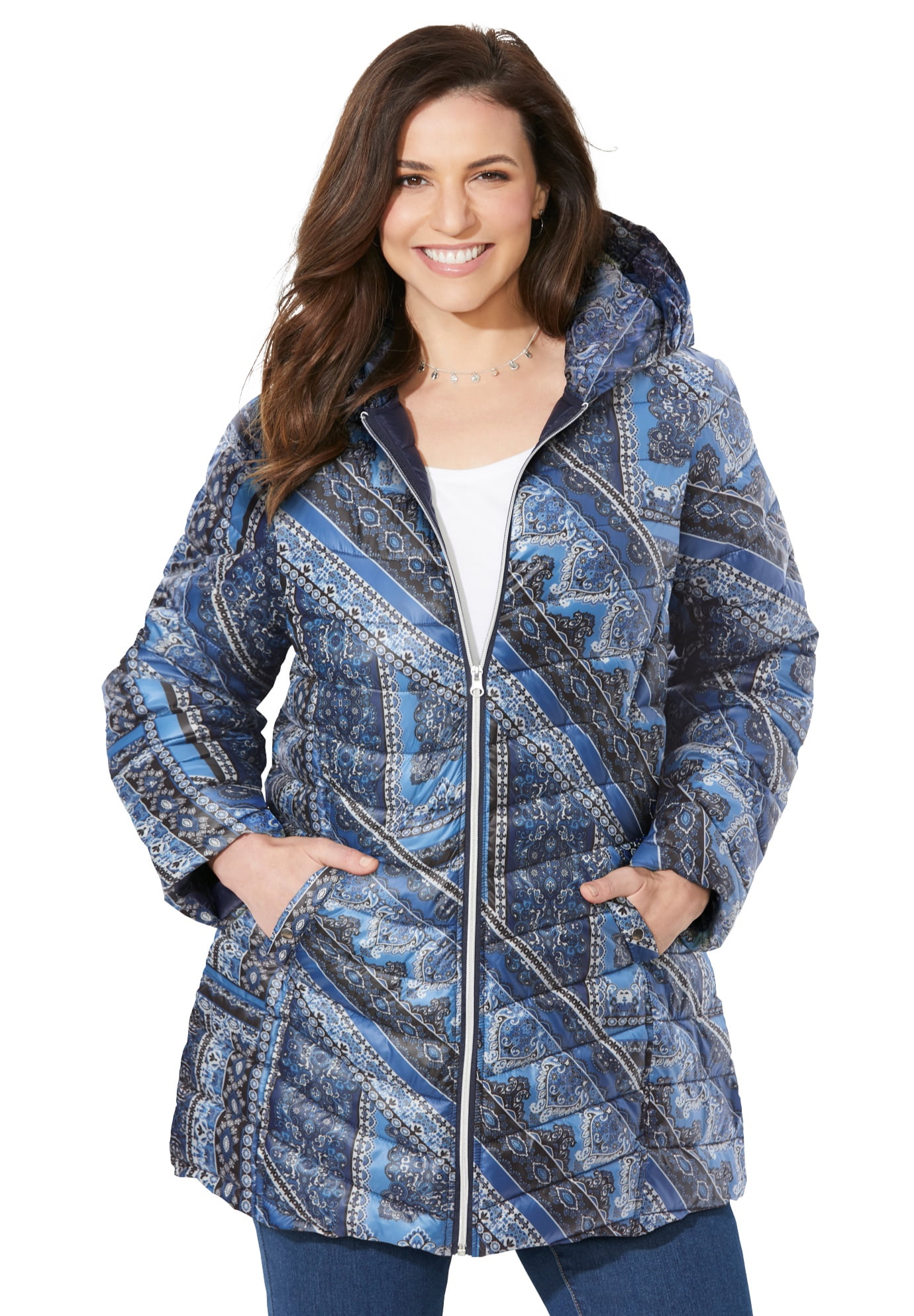 Catherines Women's Plus Size Packable Puffer Coat - Walmart.com