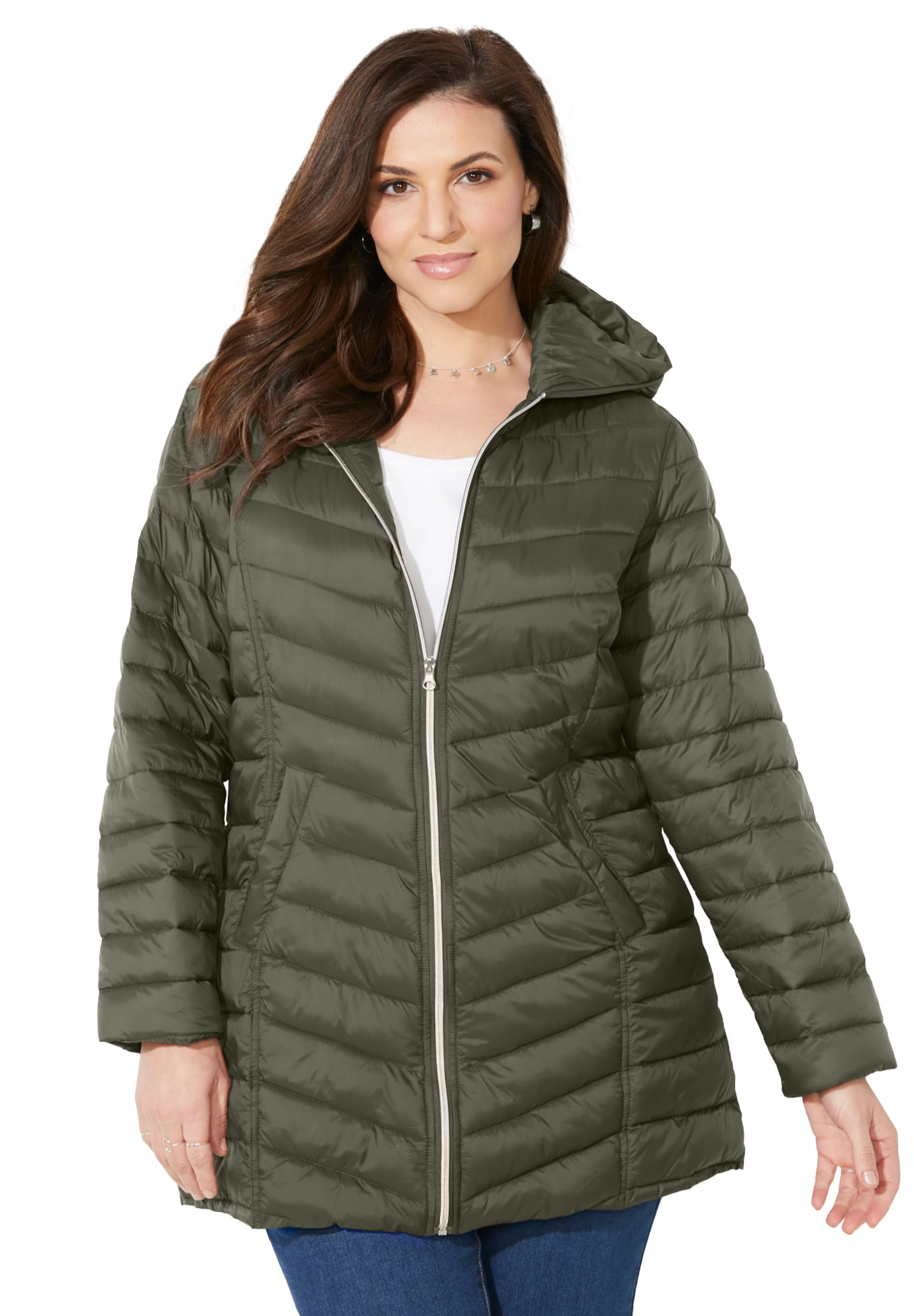 Catherines Women's Plus Size Packable Puffer Coat - Walmart.com