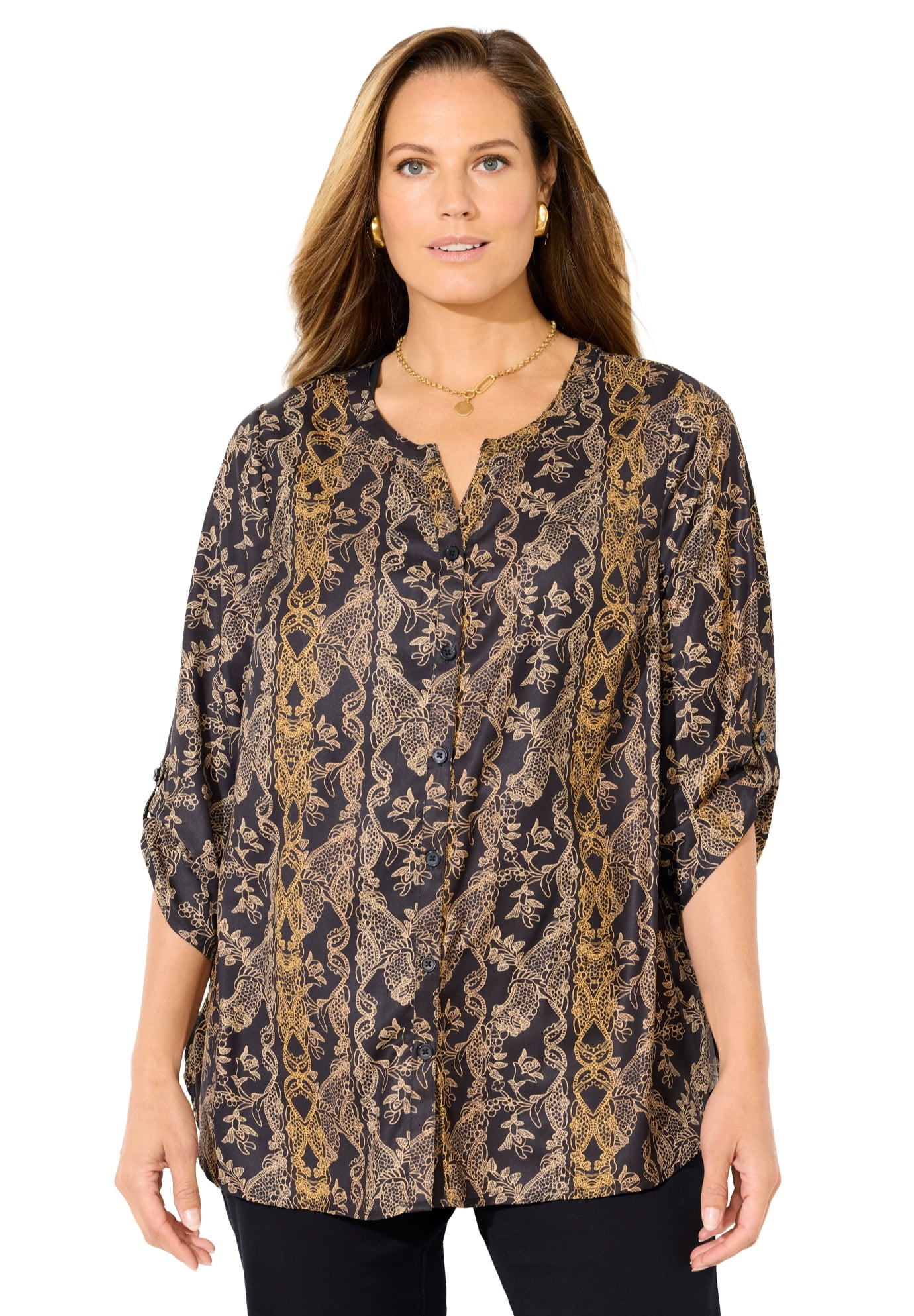 Catherines Women's Plus Size Petite Breezeway Georgette Blouse ...