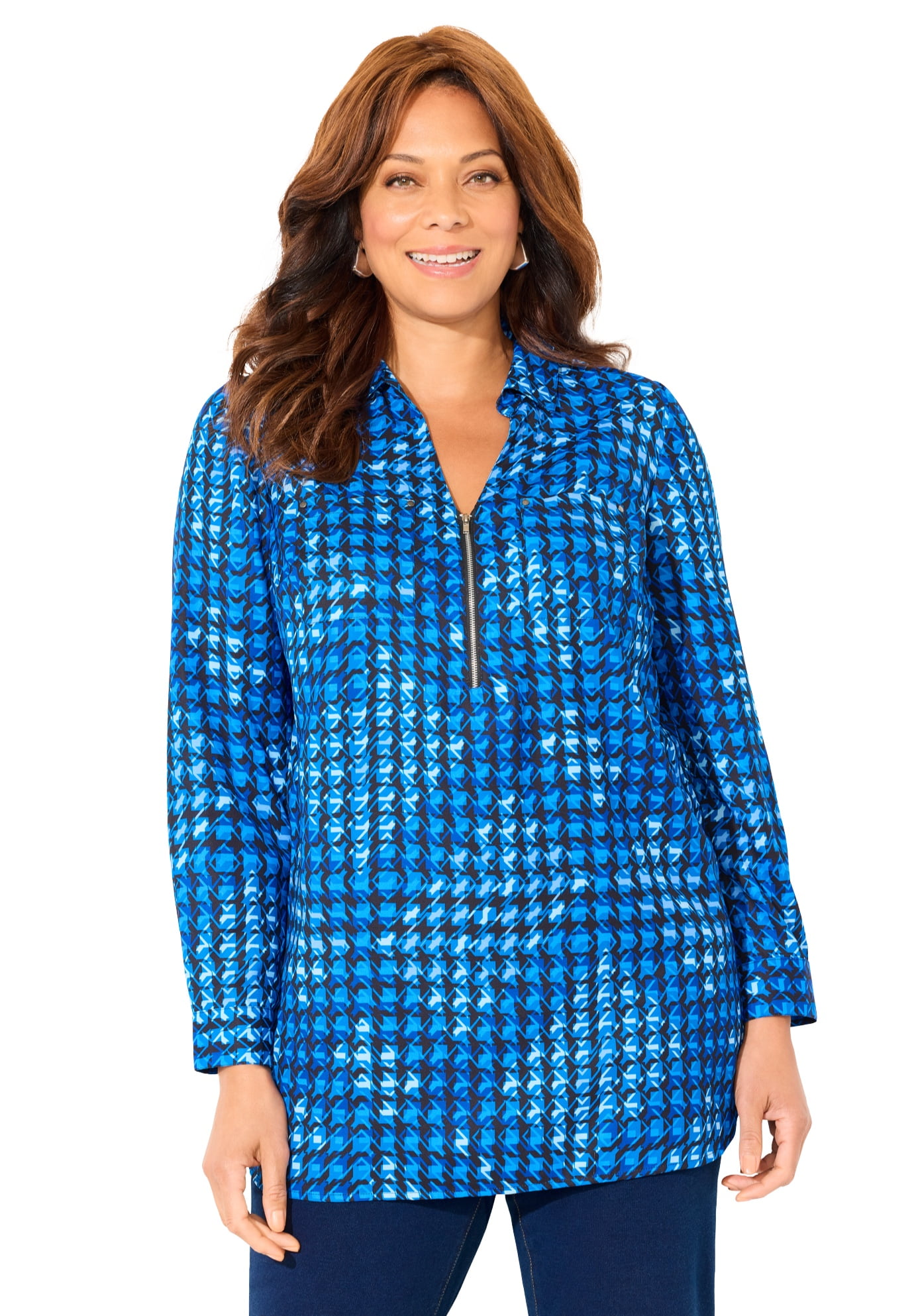 Catherines Women's Plus Size Petite Breezeway Half-Zip Tunic - Walmart.com
