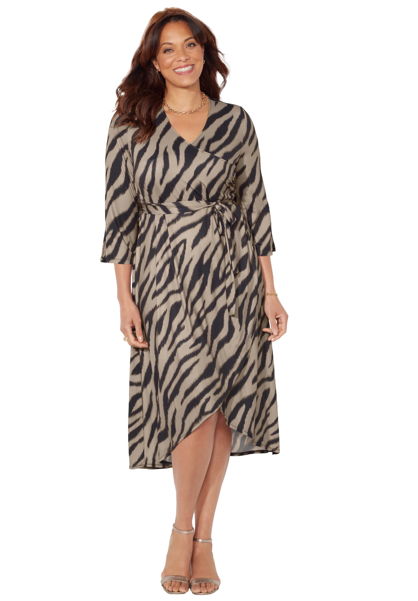 Catherines Women's Plus Size Petite Easy Faux Wrap Dress - Walmart.com