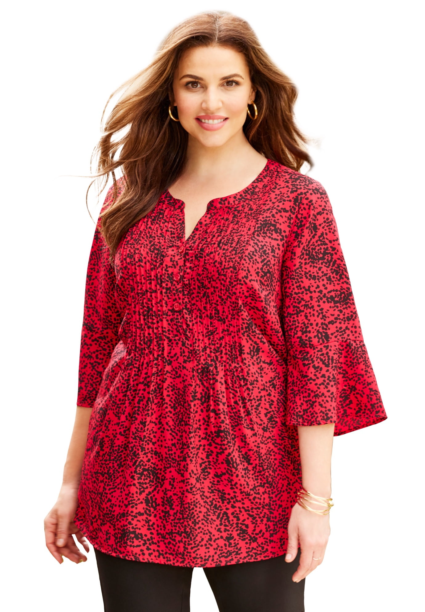 Catherines Women's Plus Size Petite Georgette Pintuck Blouse - Walmart.com
