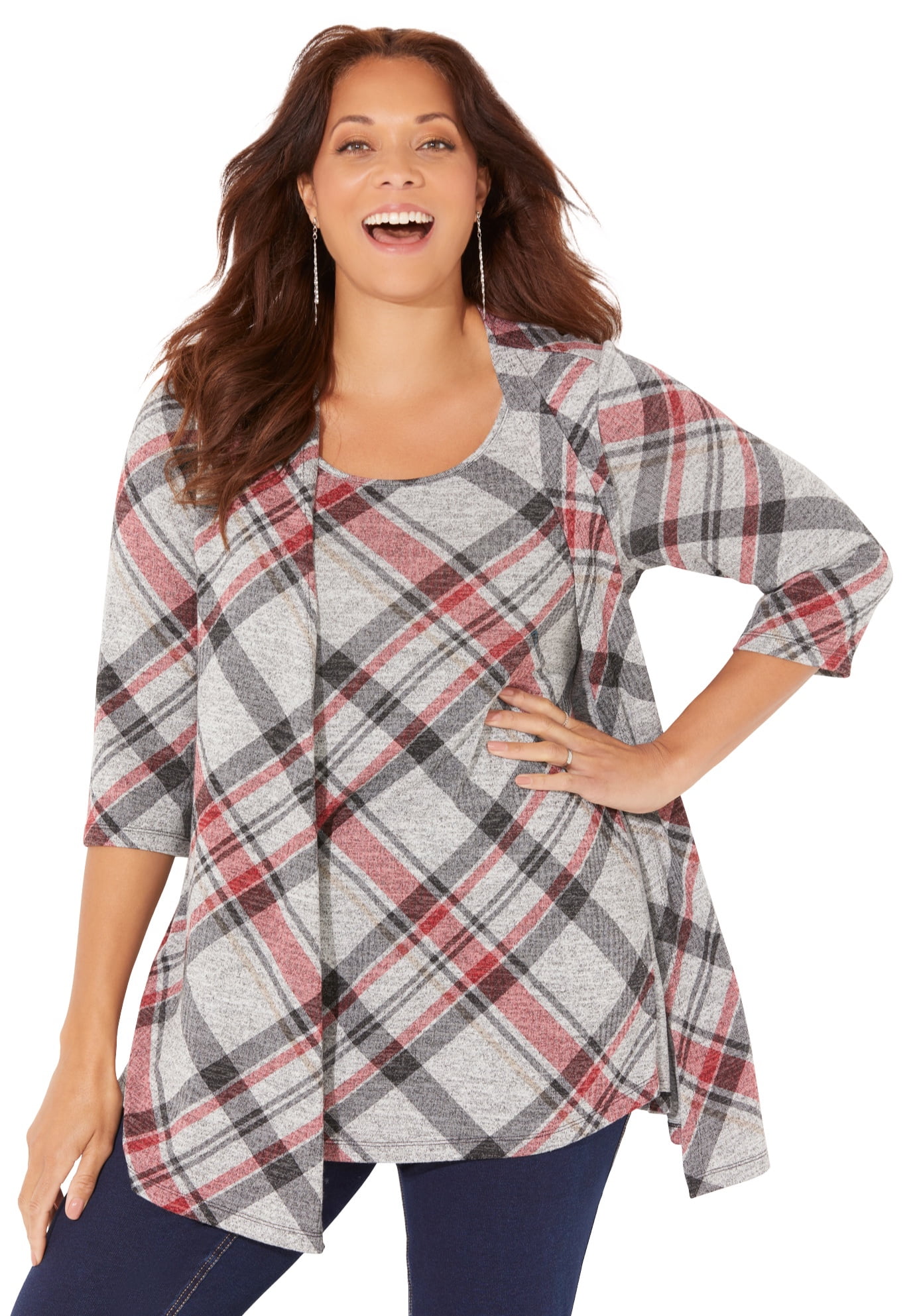 Catherines Women's Plus Size Petite Impossibly Soft Cardigan & Tank ...