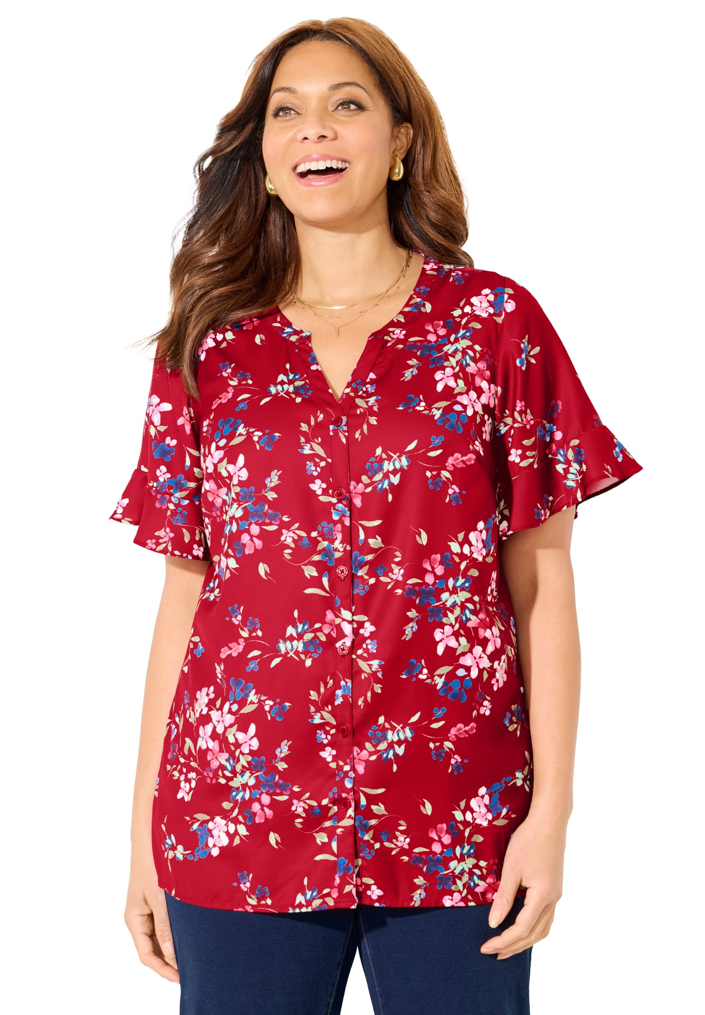 Catherines Women's Plus Size Petite Isabella Romance Blouse - Walmart.com