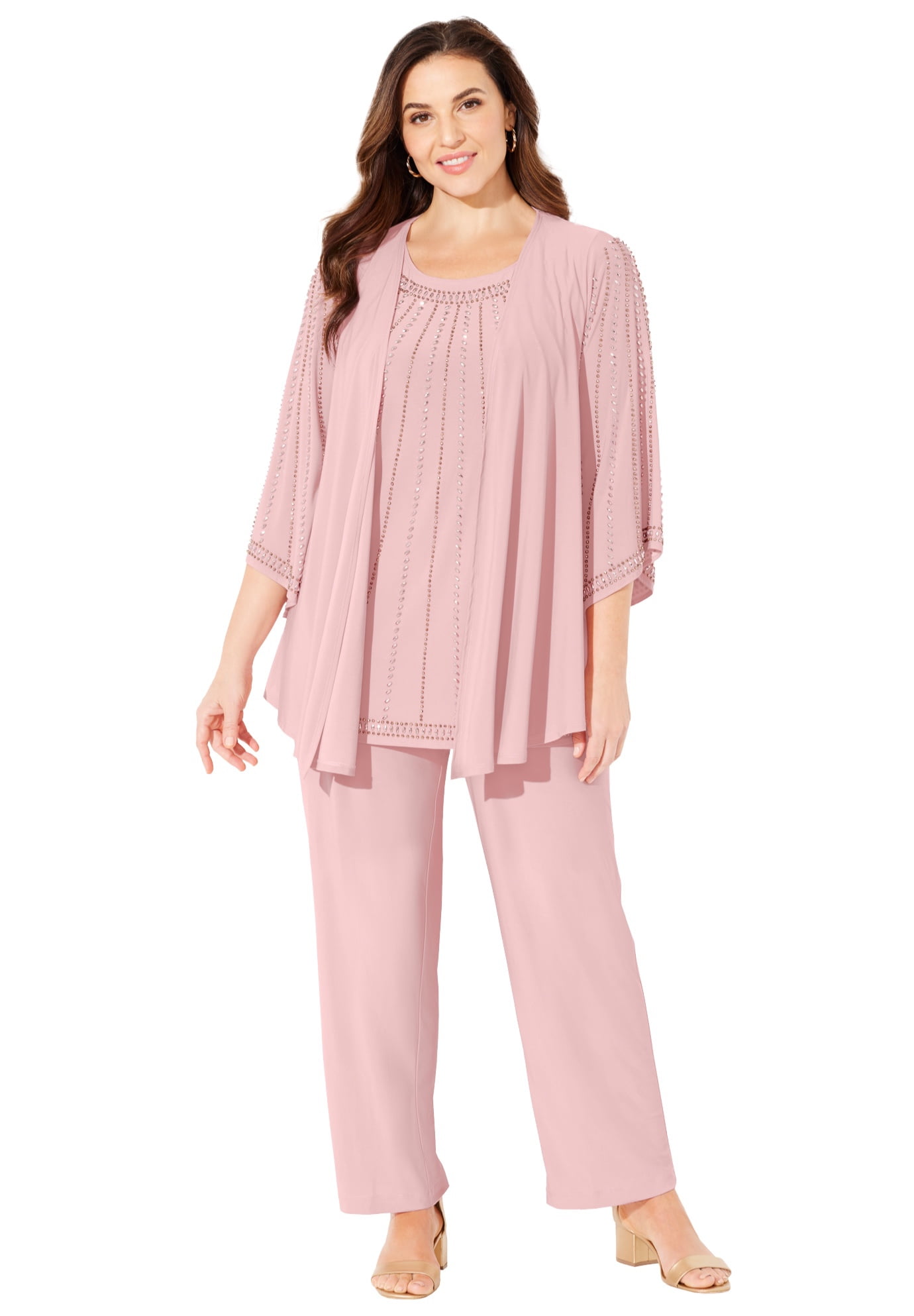Catherines Women's Plus Size Petite Luminary 3-Piece Pant Suit ...