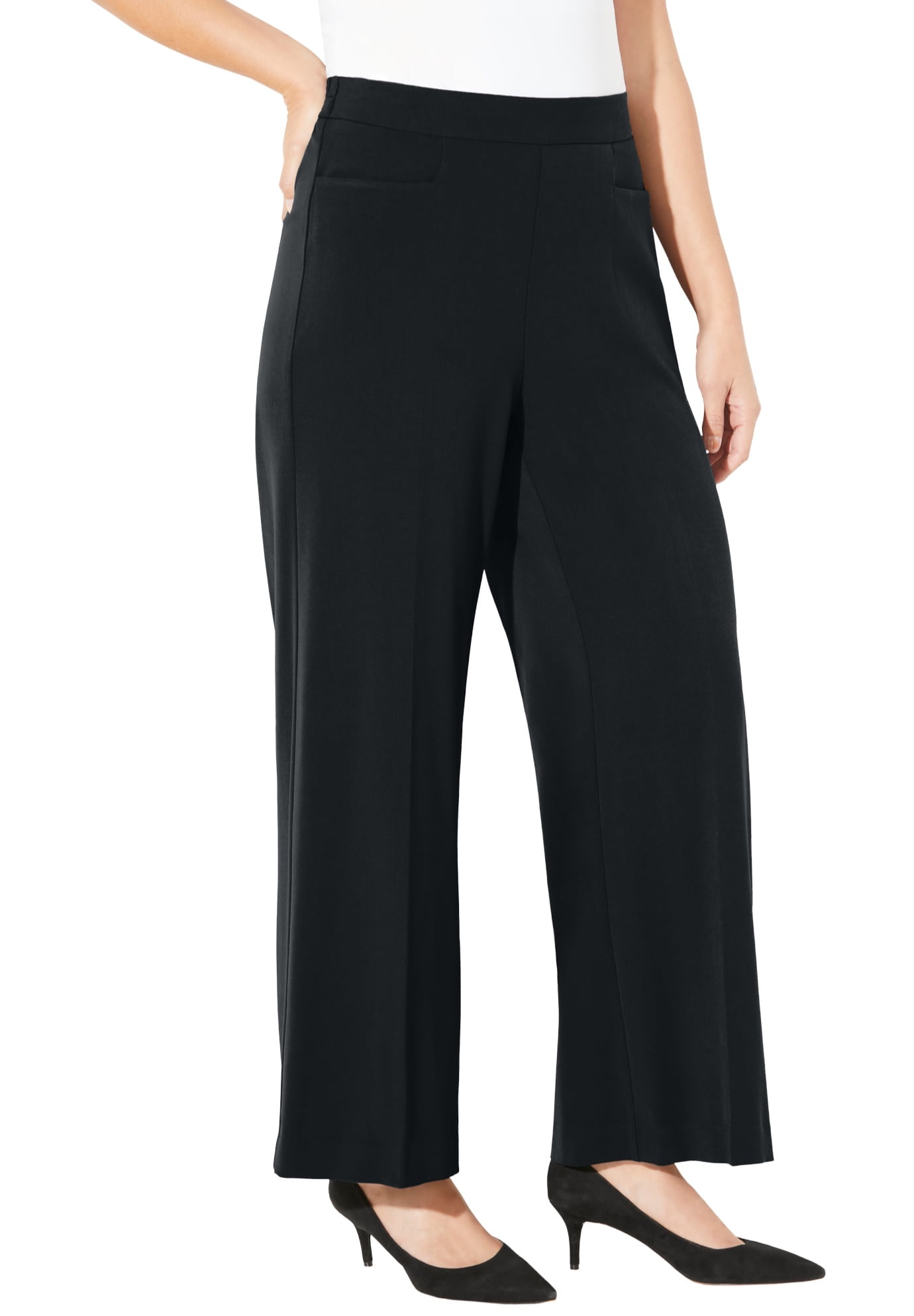 Catherines Women's Plus Size Petite Refined Wide Leg Pant - Walmart.com