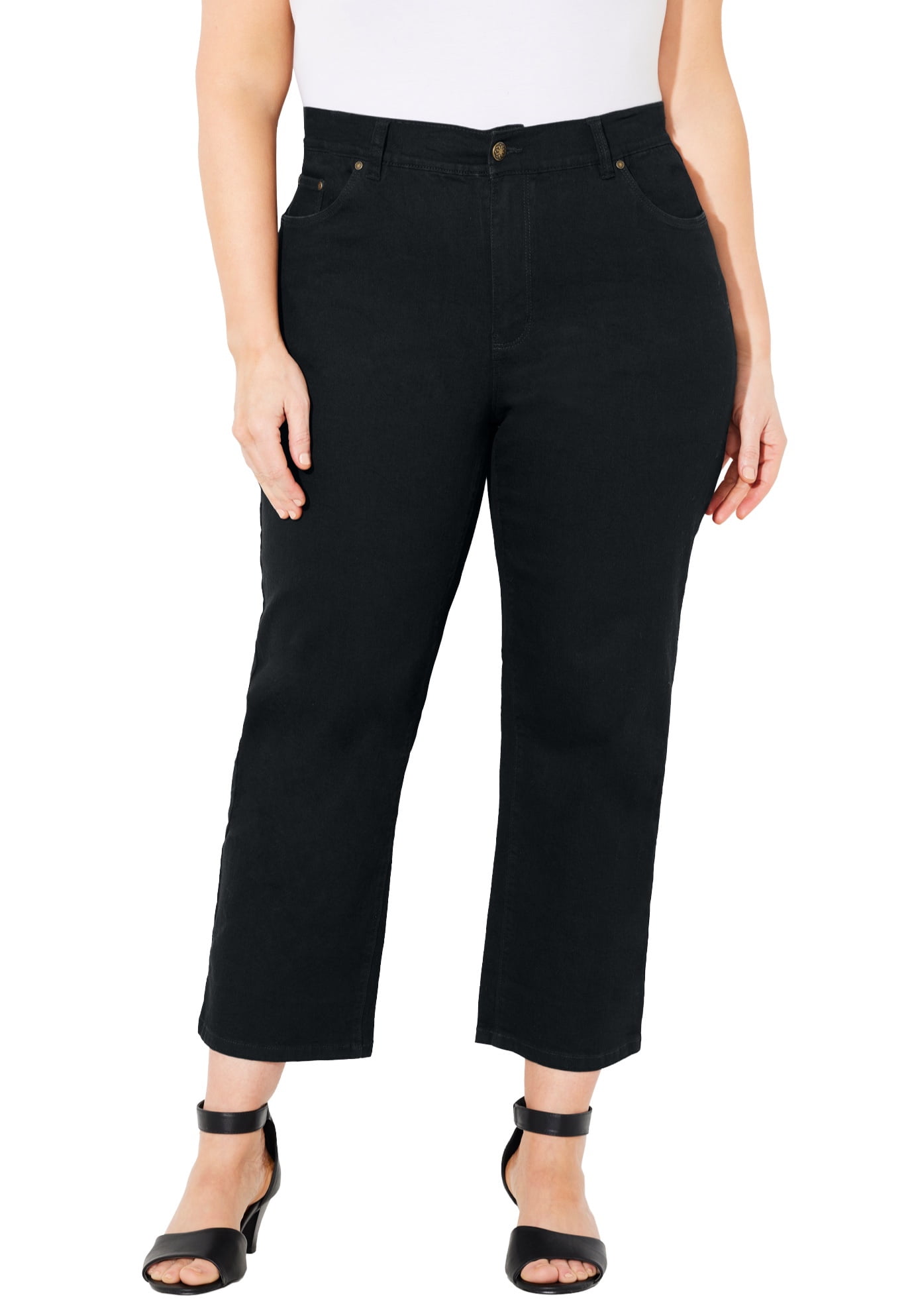 Catherines Women's Plus Size Petite Right Fit Curvy Crop Jean - Walmart.com