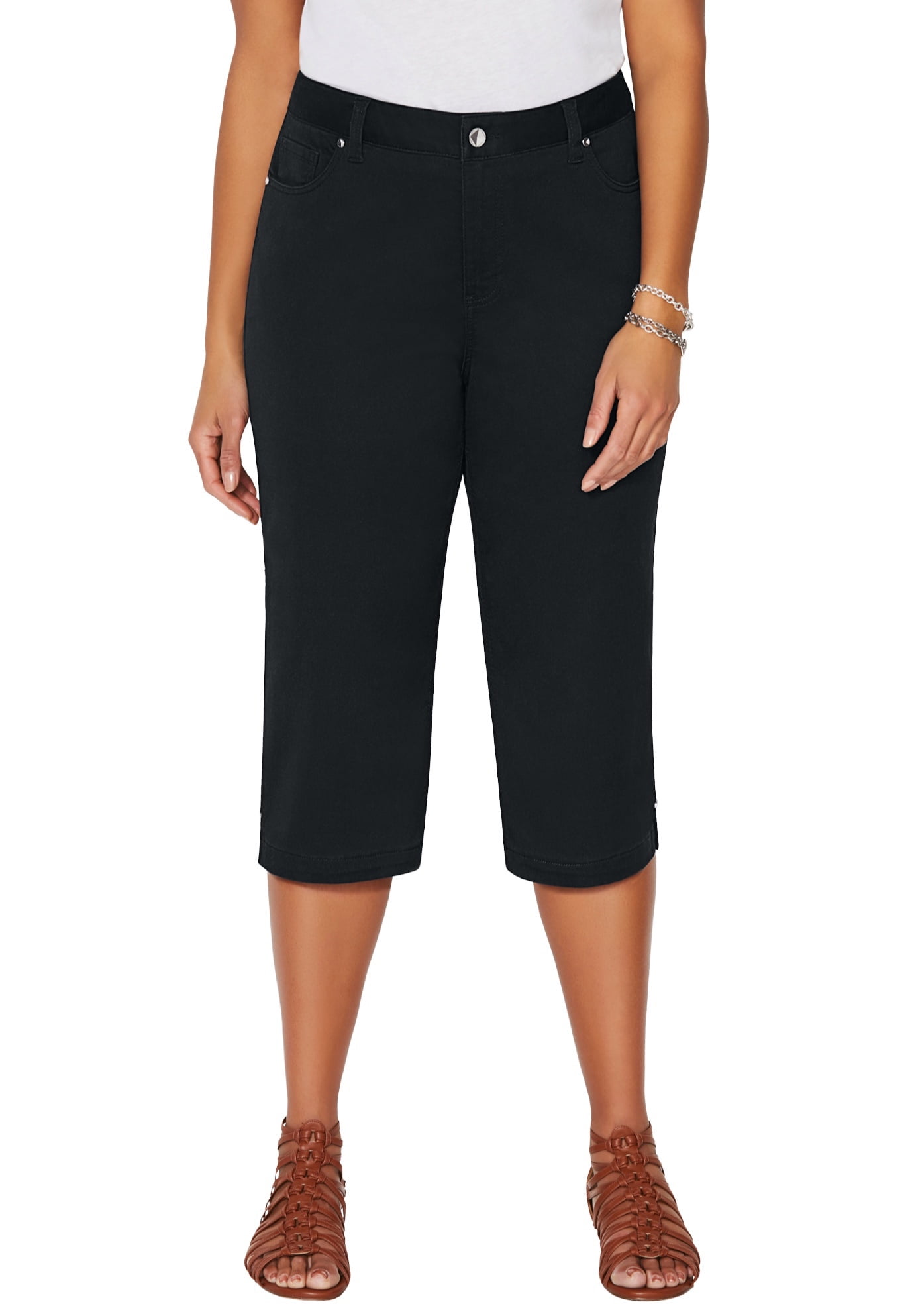 Catherines Women's Plus Size Petite Sateen Stretch Capri - Walmart.com