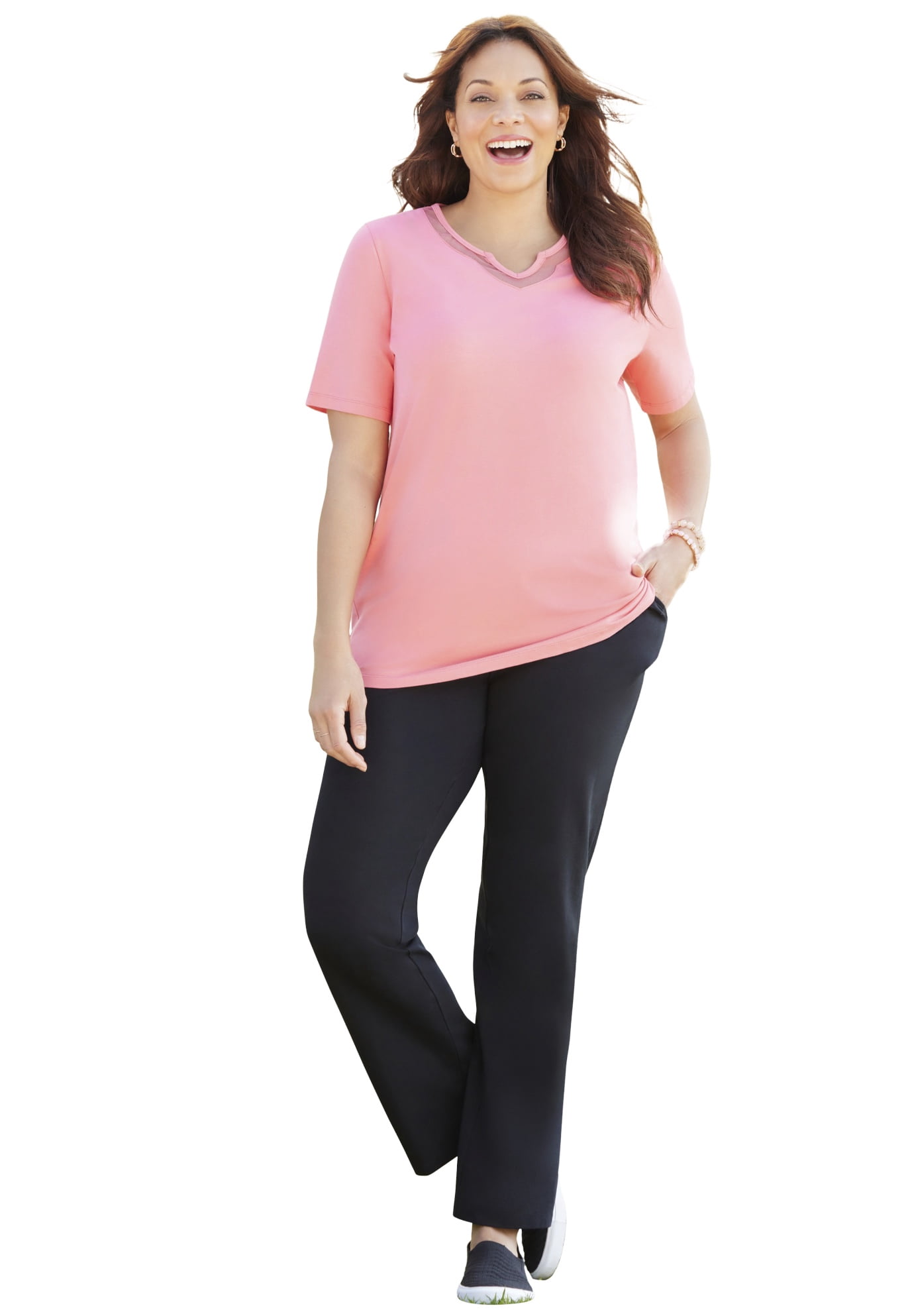 Catherines Plus Size Petite Suprema Pant with Stretch Elastic Waist ...