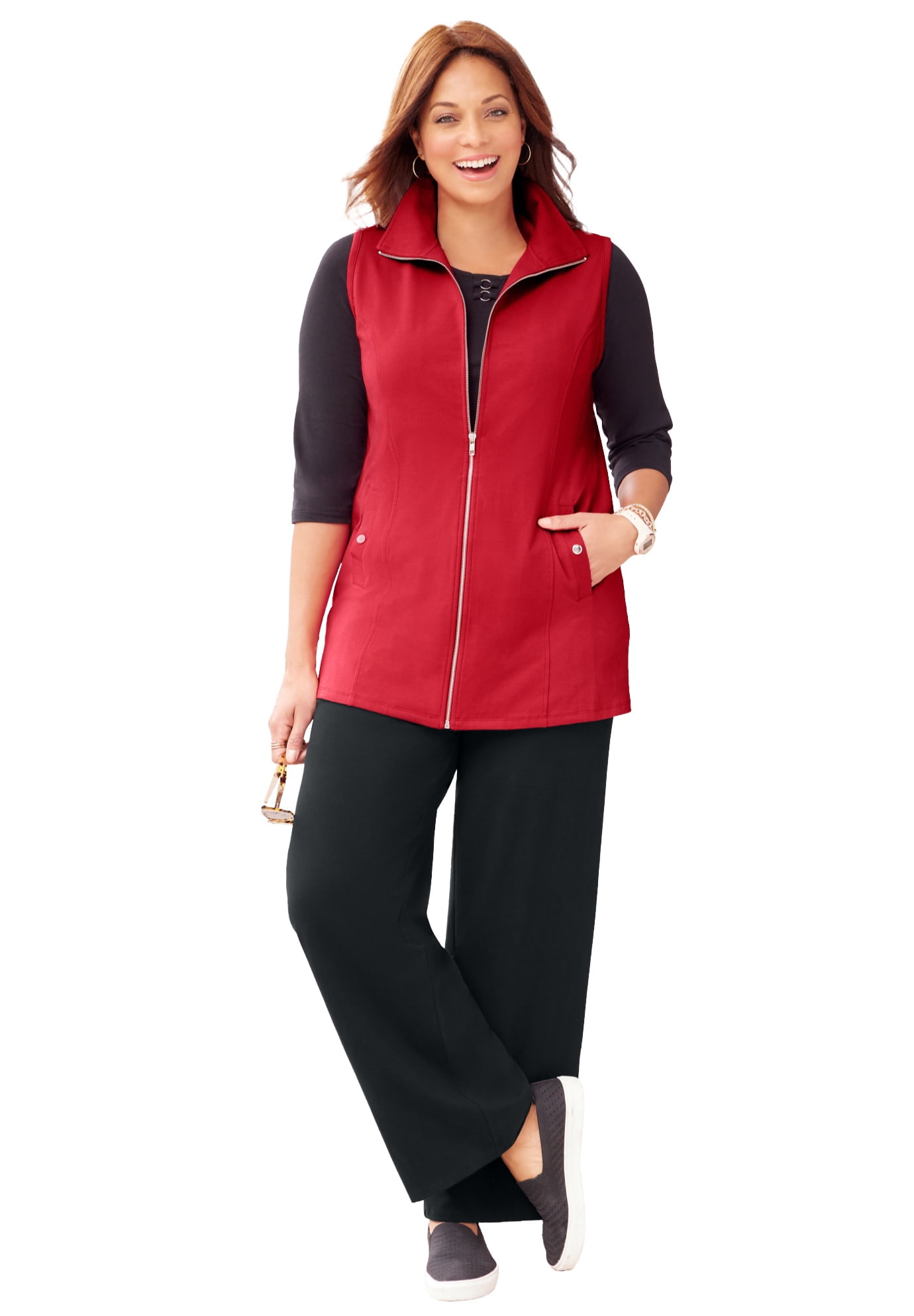 Catherines Women's Plus Size Petite Pull-On Stretch Cotton, Loose ...