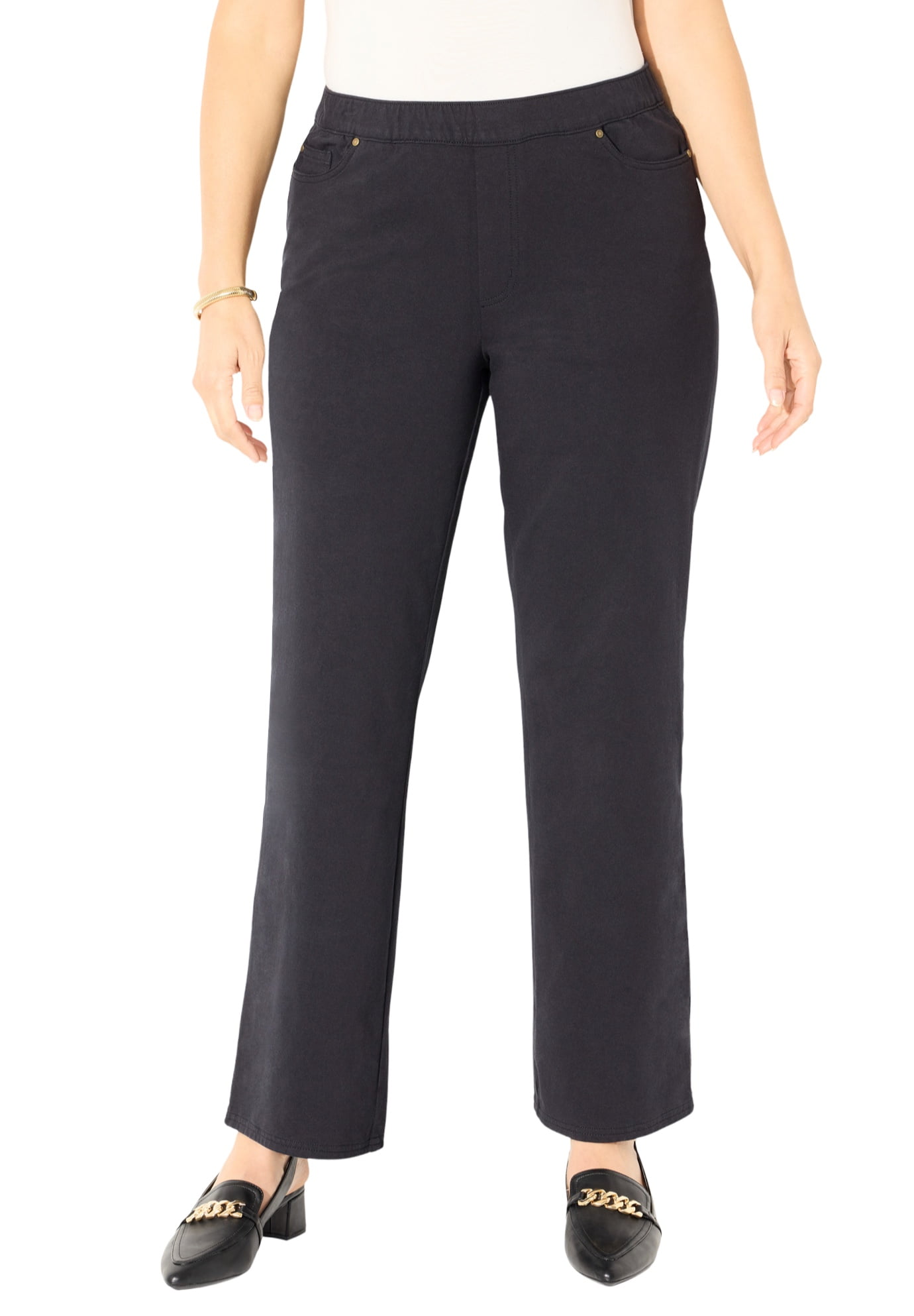 Catherines Women's Plus Size Petite The Wide Leg Knit Jean - Walmart.com