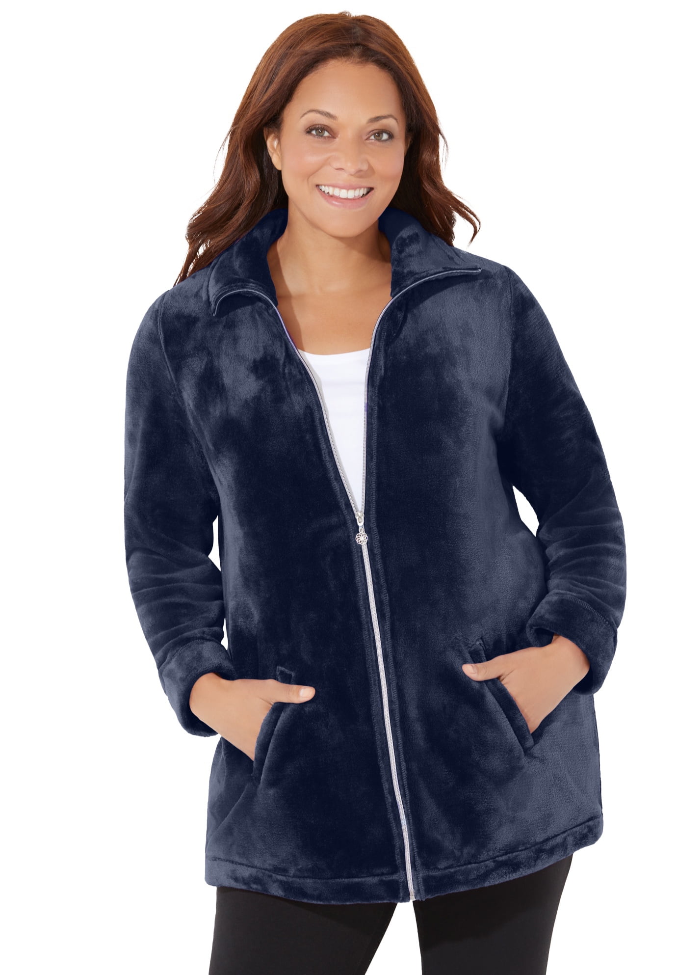 Catherines Women's Plus Size Petite Ultimate Plush Jacket - Walmart.com