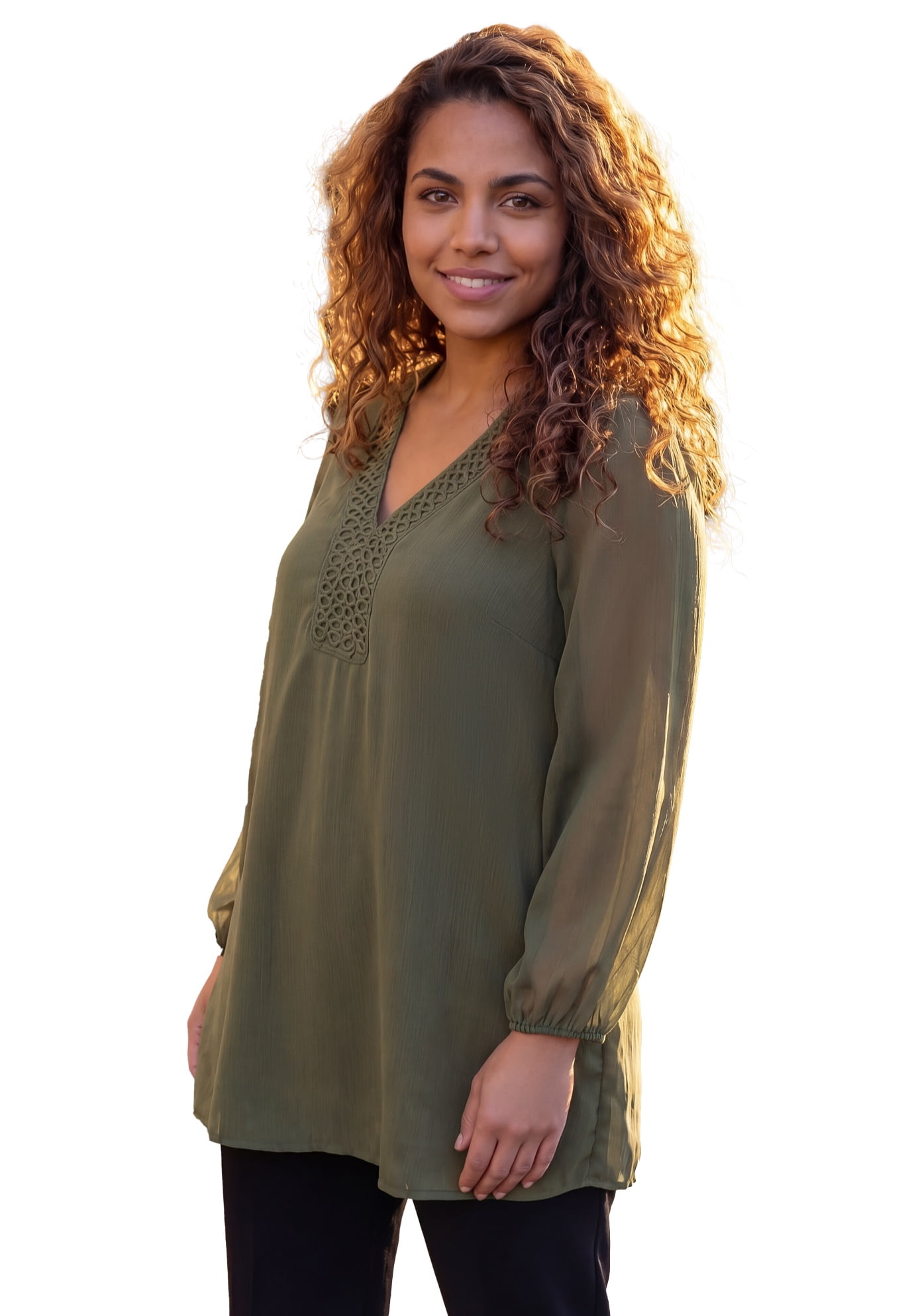 Catherines Women's Plus Size Phoebe Smocked Peasant Blouse - Walmart.com
