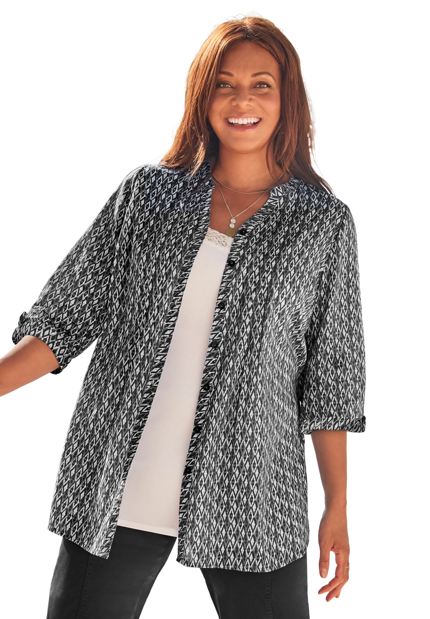 Catherines Women's Plus Size Pintuck Buttonfront Blouse - Walmart.com