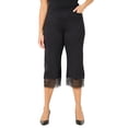 Catherines Women's Plus Size Ponte Knit Lace Capri - Walmart.com