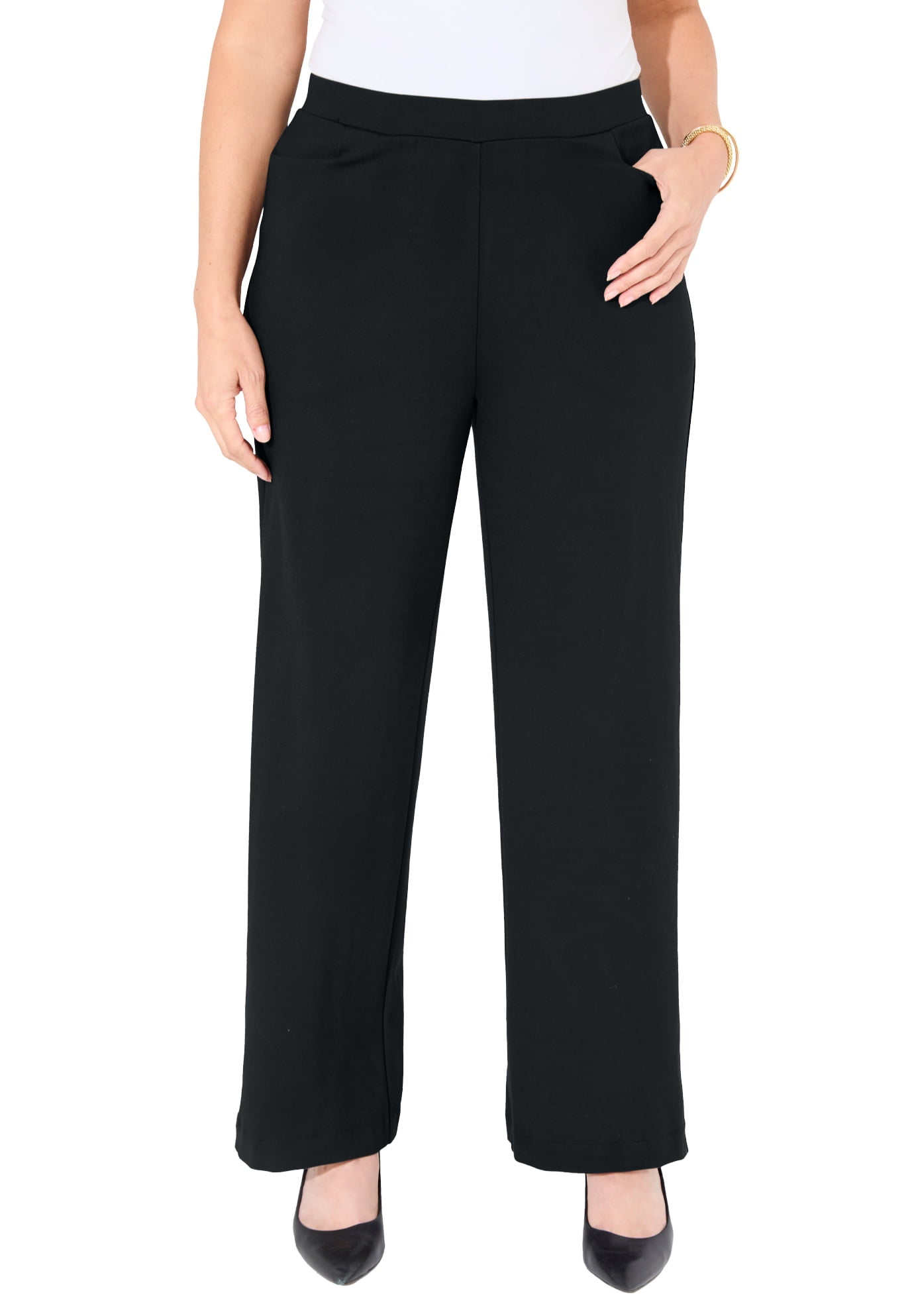 Catherines Women's Plus Size Ponte Wide Leg Pant - Walmart.com