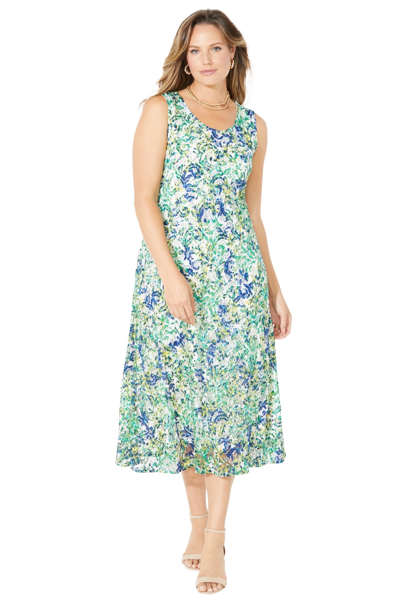 Catherines Women's Plus Size Printed Lace Dress - Walmart.com