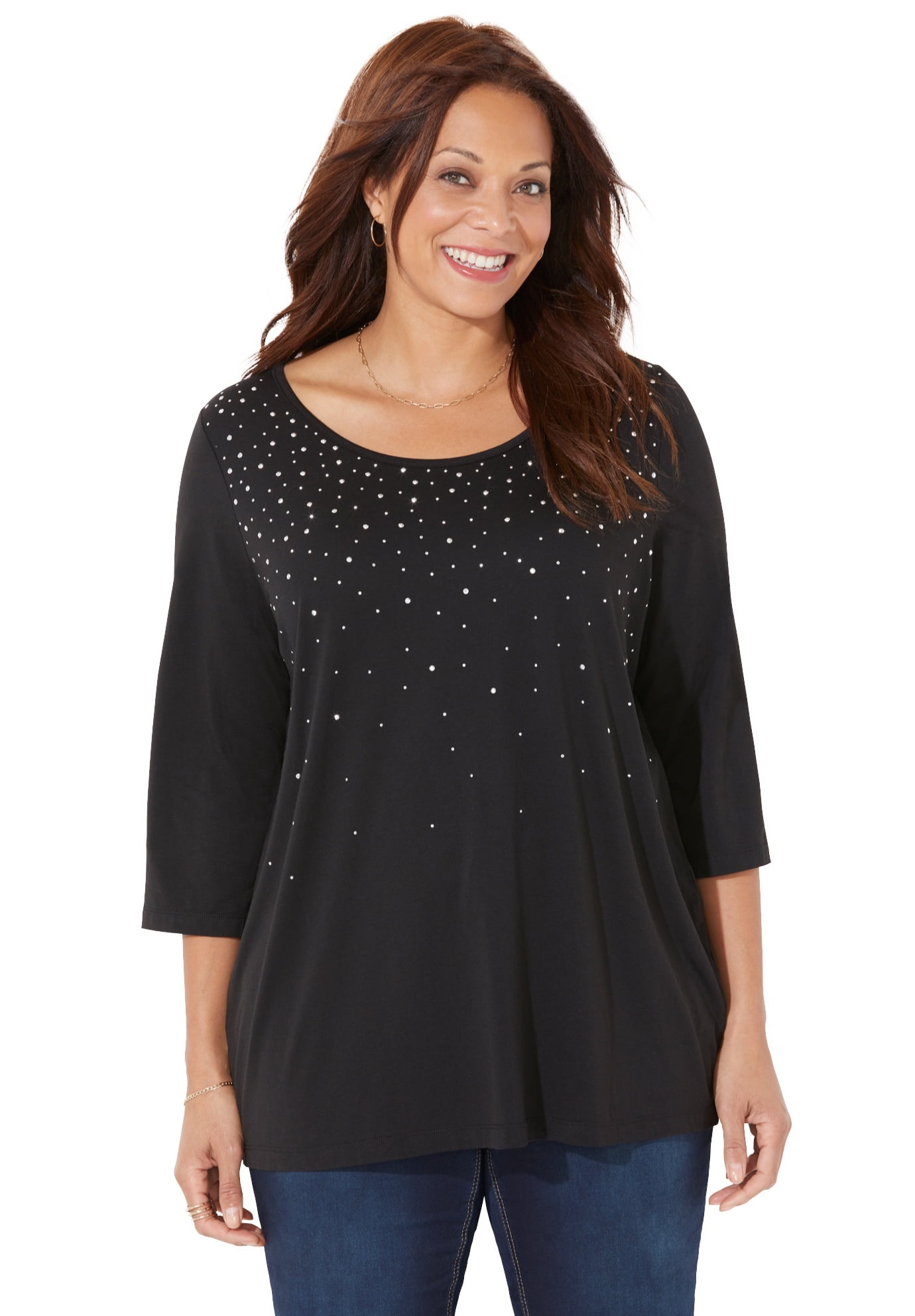 Catherines Women's Plus Size Raindrops Shimmer Tee - Walmart.com