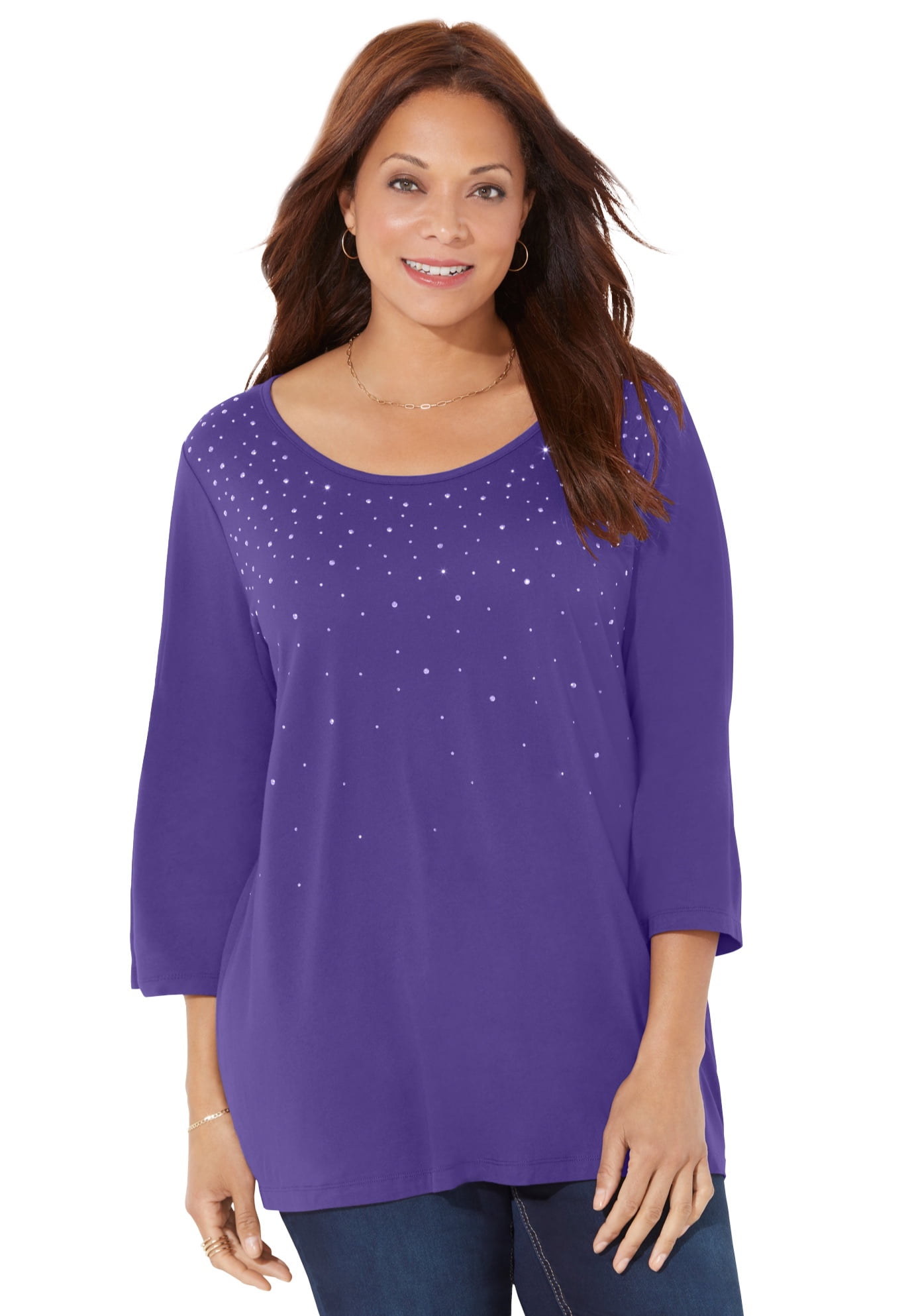 Catherines Women's Plus Size Raindrops Shimmer Tee - Walmart.com