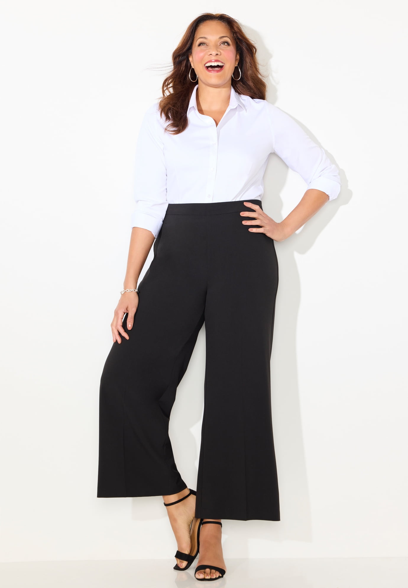 Catherines Women's Plus Size Refined Wide Leg Pant - Walmart.com