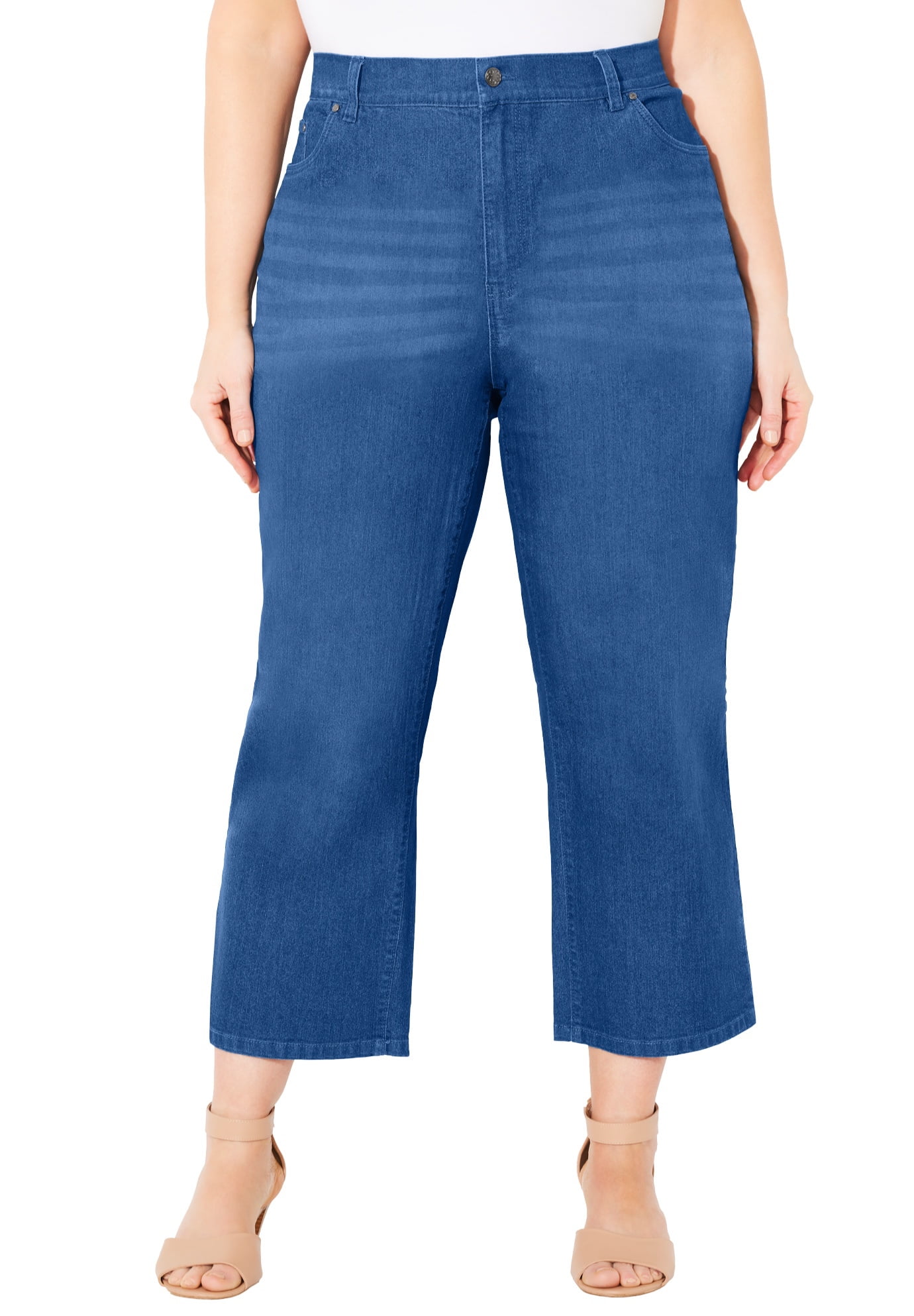 Catherines Women's Plus Size Right Fit Curvy Crop Jean - Walmart.com