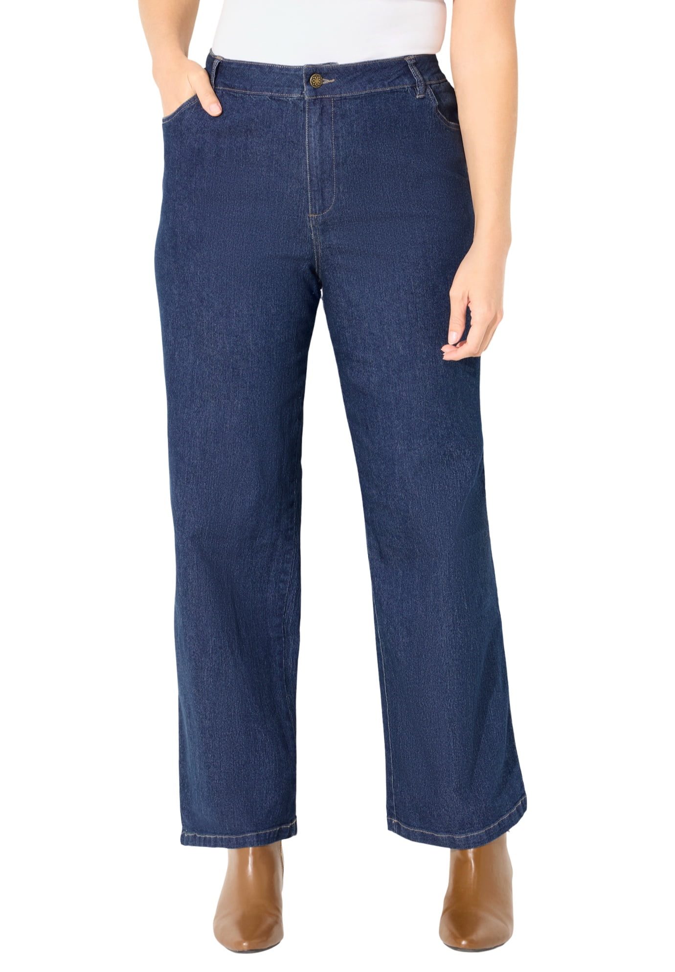 Catherines Women's Plus Size Right Fit Curvy Wide Leg Jean - Walmart.com