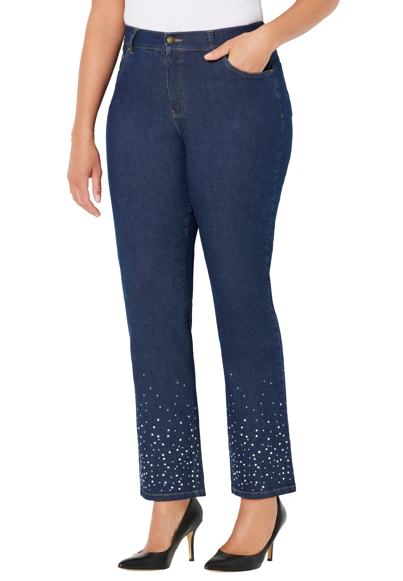 Catherines Women's Plus Size Right Fit Rhinestone Jean - Walmart.com