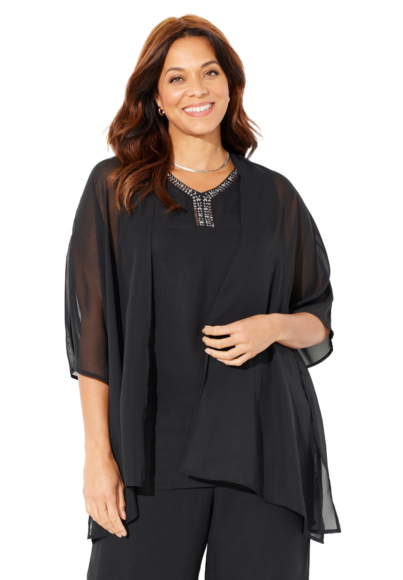 Catherines Women's Plus Size Ritzy Cardigan & Tank Set - Walmart.com