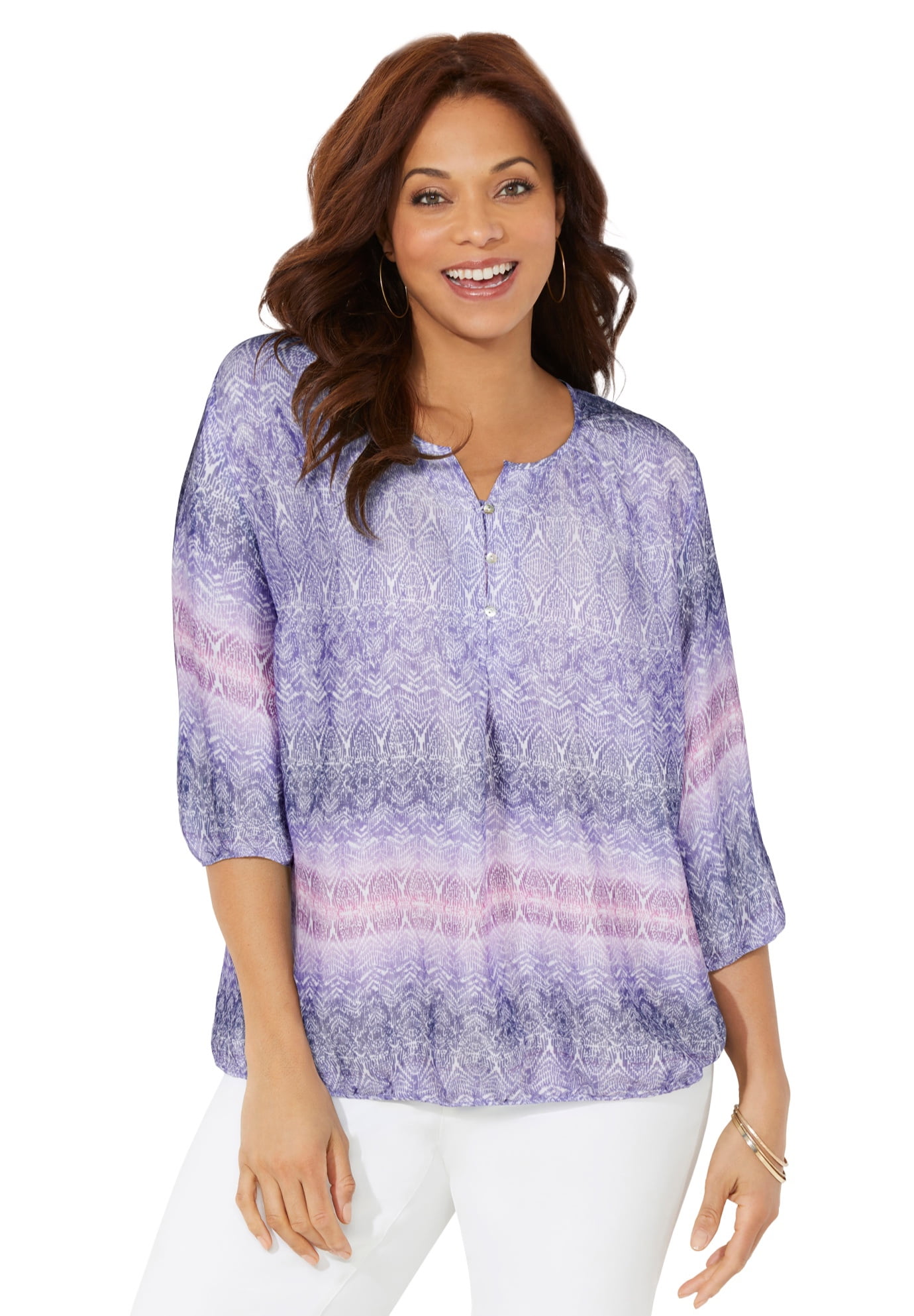 Catherines Women's Plus Size Santa Fe Peasant Top - Walmart.com