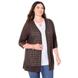Catherines Women's Plus Size Shadowstripe Burnout Cardigan - Walmart.com