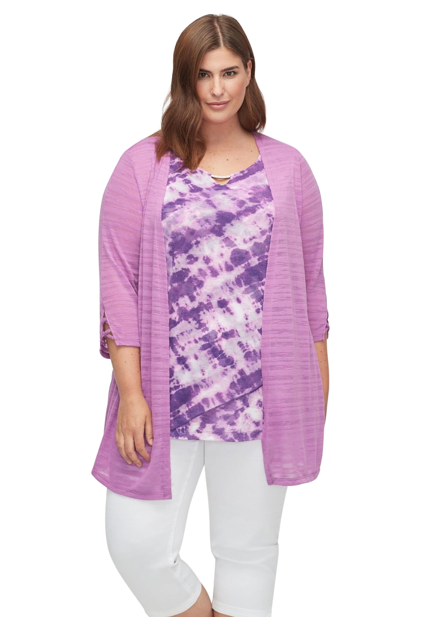 Catherines Women's Plus Size Shadow Stripe Cardigan - Walmart.com