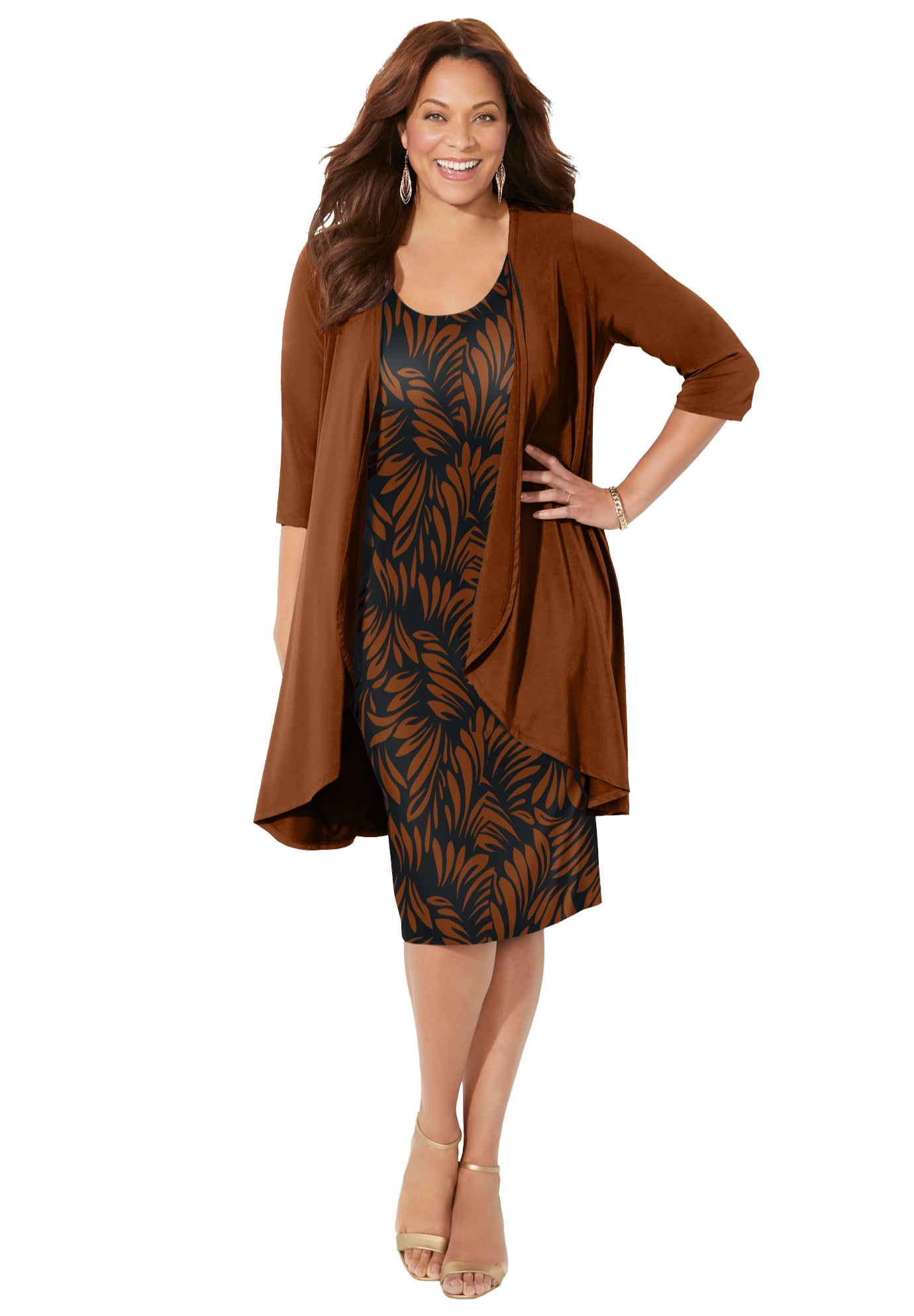 Catherines Women's Plus Size Soft Knit Jacket Dress - Walmart.com
