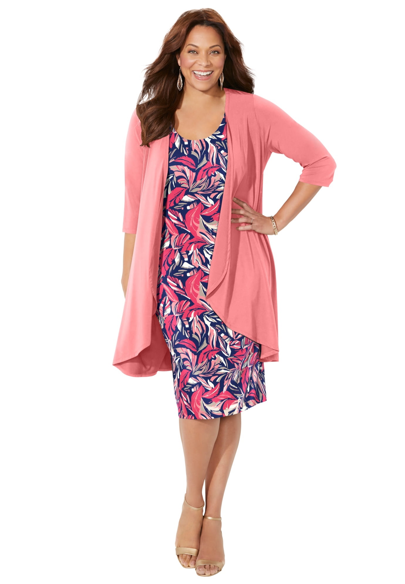 Catherines Women's Plus Size Soft Knit Jacket Dress - Walmart.com