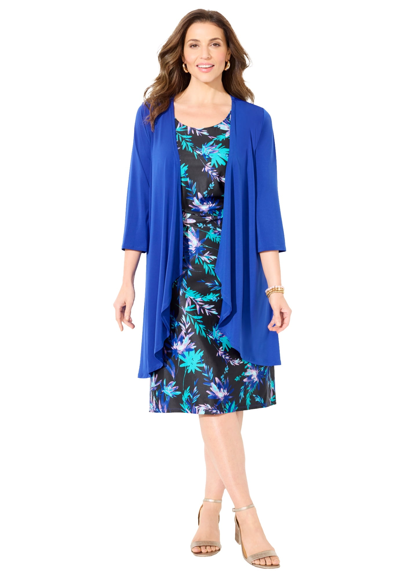 Catherines Women's Plus Size Soft Knit Jacket Dress - Walmart.com