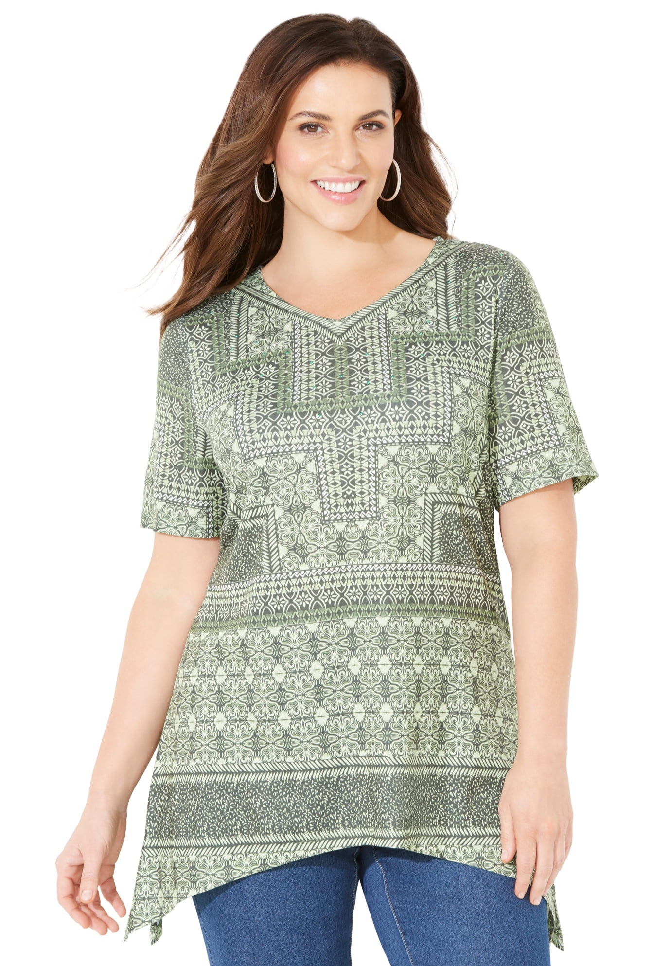 Catherines Women's Plus Size Sparkle & Swirl Tunic - 6X, Grapeleaf ...