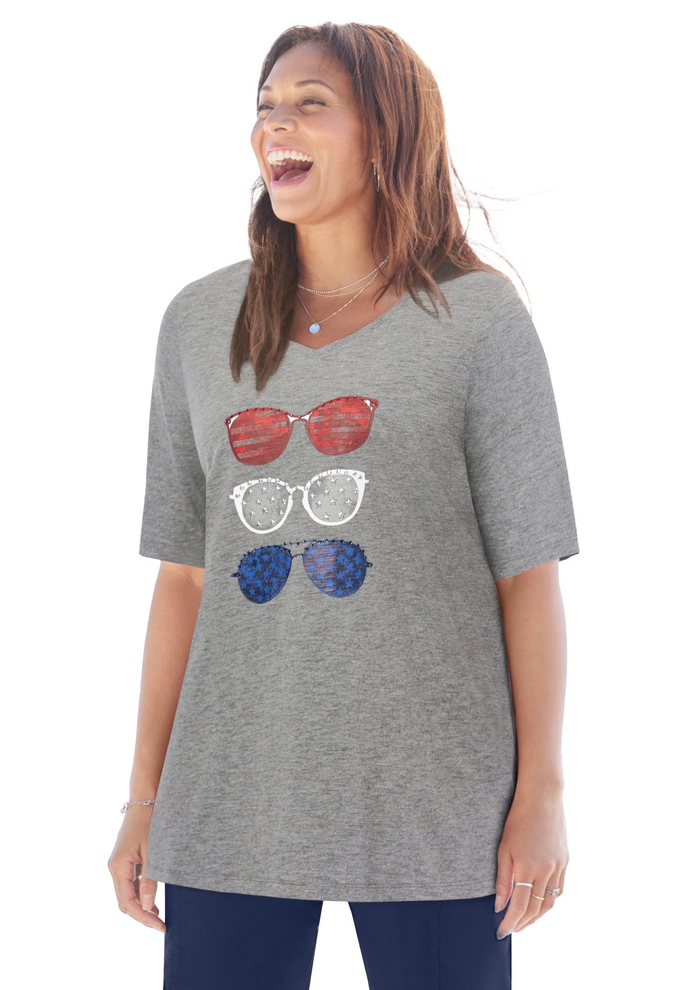 Catherines Women's Plus Size Stars & Shine Tee - Walmart.com