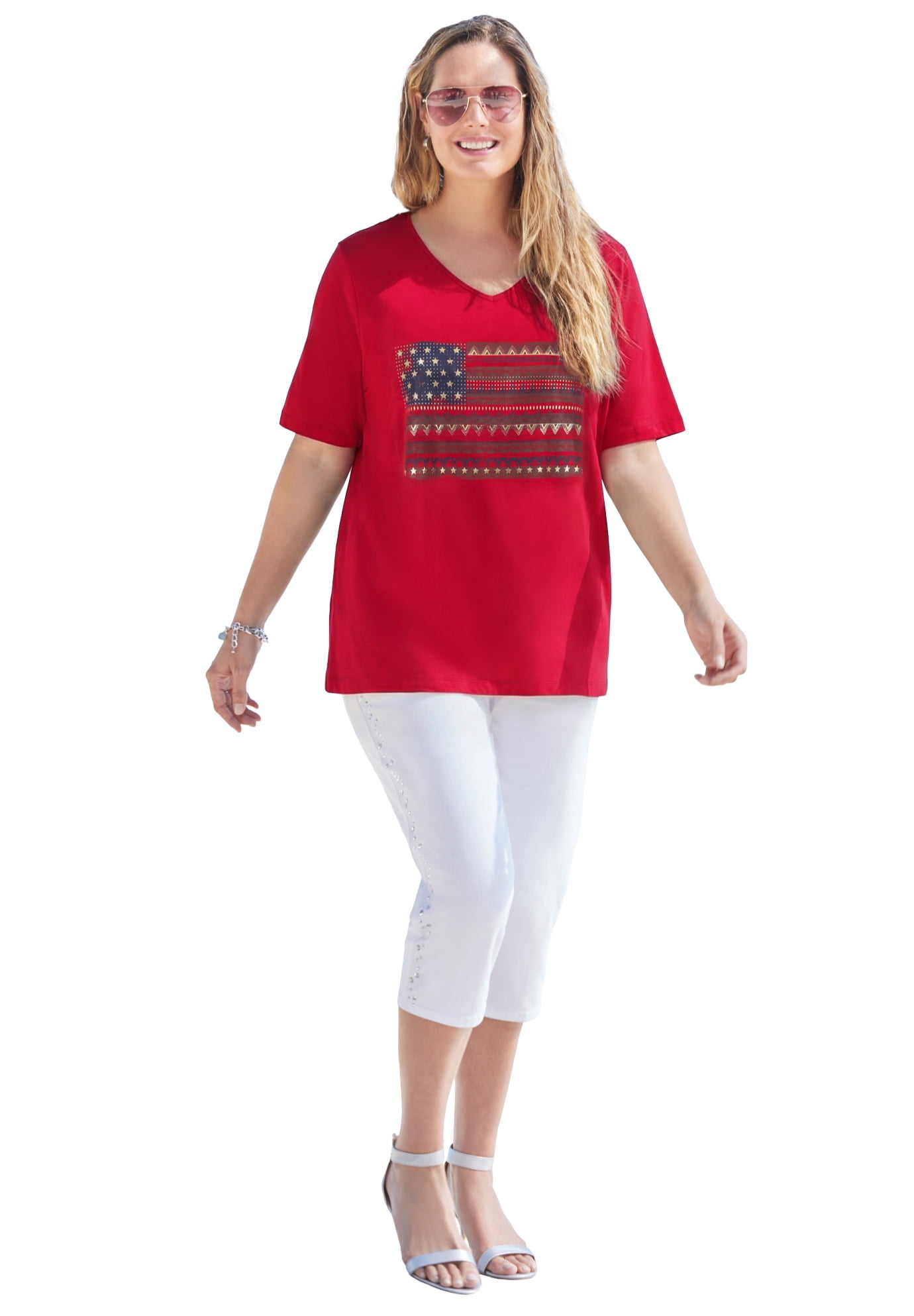 Catherines Women's Plus Size Stars & Shine Tee - Walmart.com