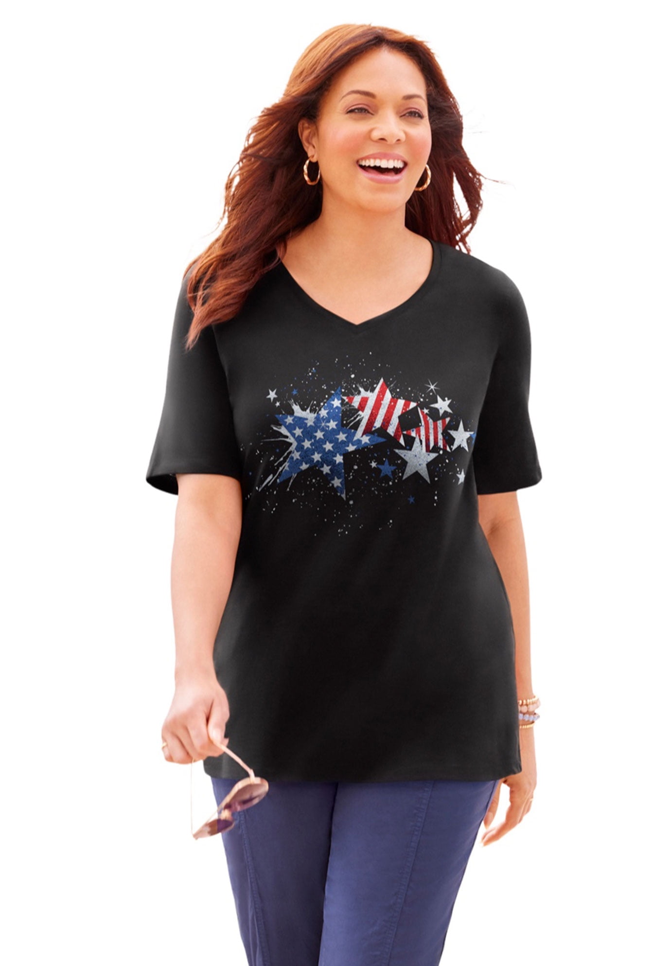 Catherines Women's Plus Size Stars & Shine Tee - Walmart.com