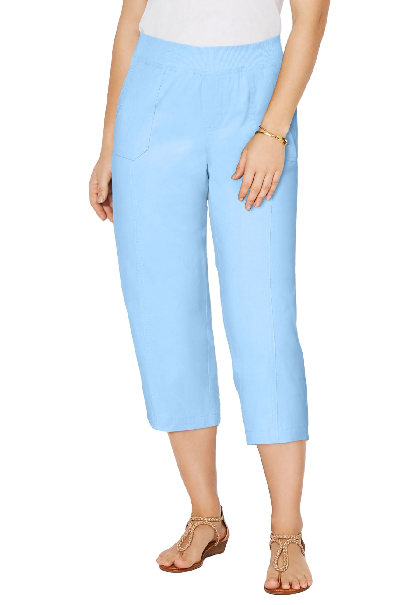 Catherines Women's Plus Size Stretch Knit Waist Cargo Capri - Walmart.com