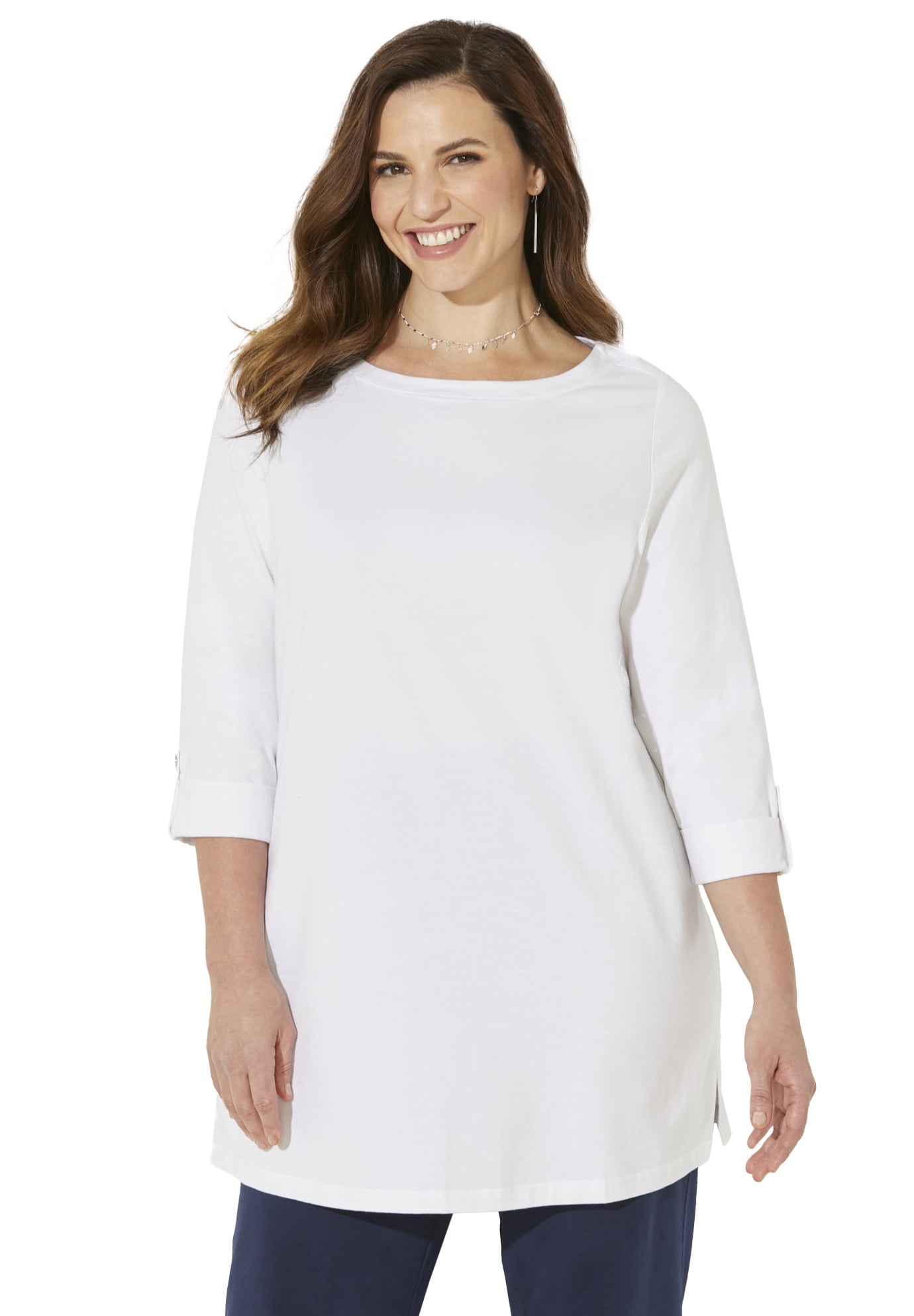Catherines Women's Plus Size Suprema Boatneck Tunic Top - Walmart.com