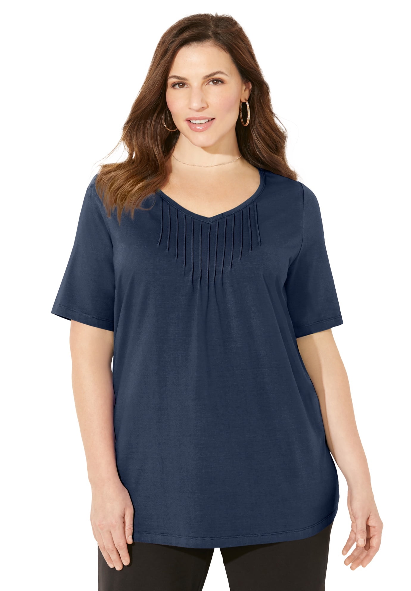 Catherines Women's Plus Size Suprema Pintuck Tee - Walmart.com